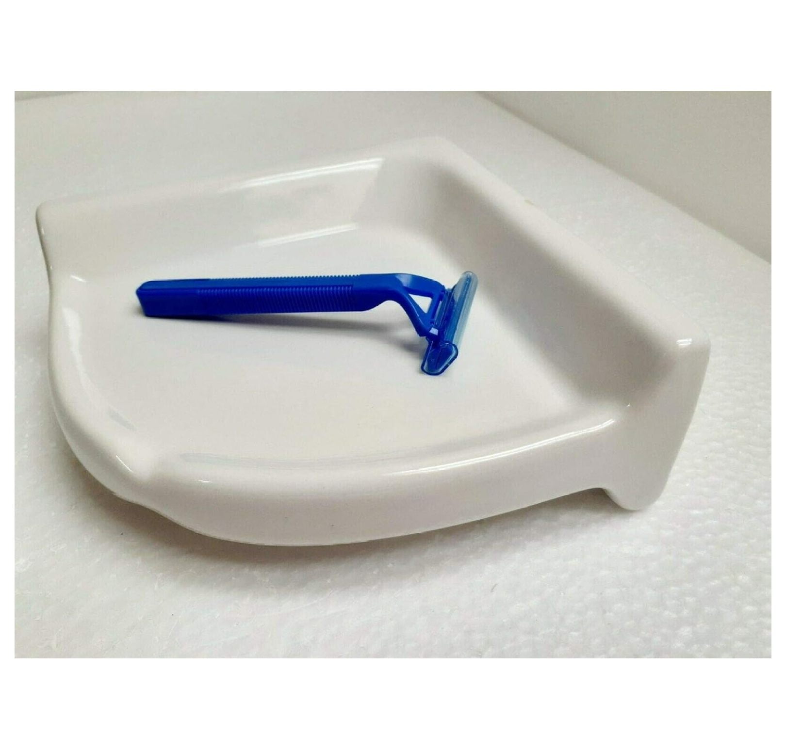 Bright White Ceramic Corner Shower Shelf Ledge Soap Tray Arctic White ...