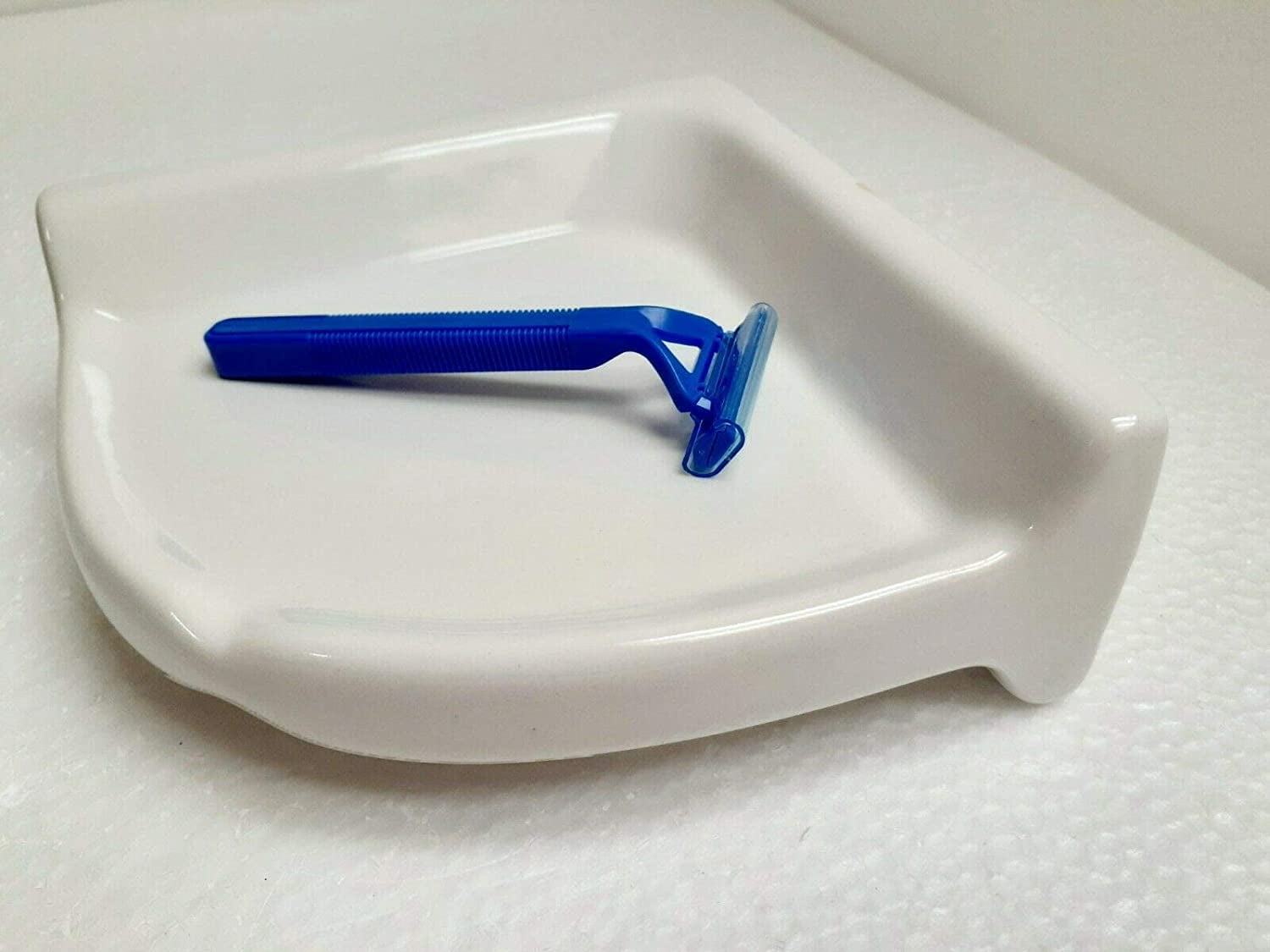 Bright White Ceramic Corner Shower Shelf Ledge Soap Tray Arctic White ...