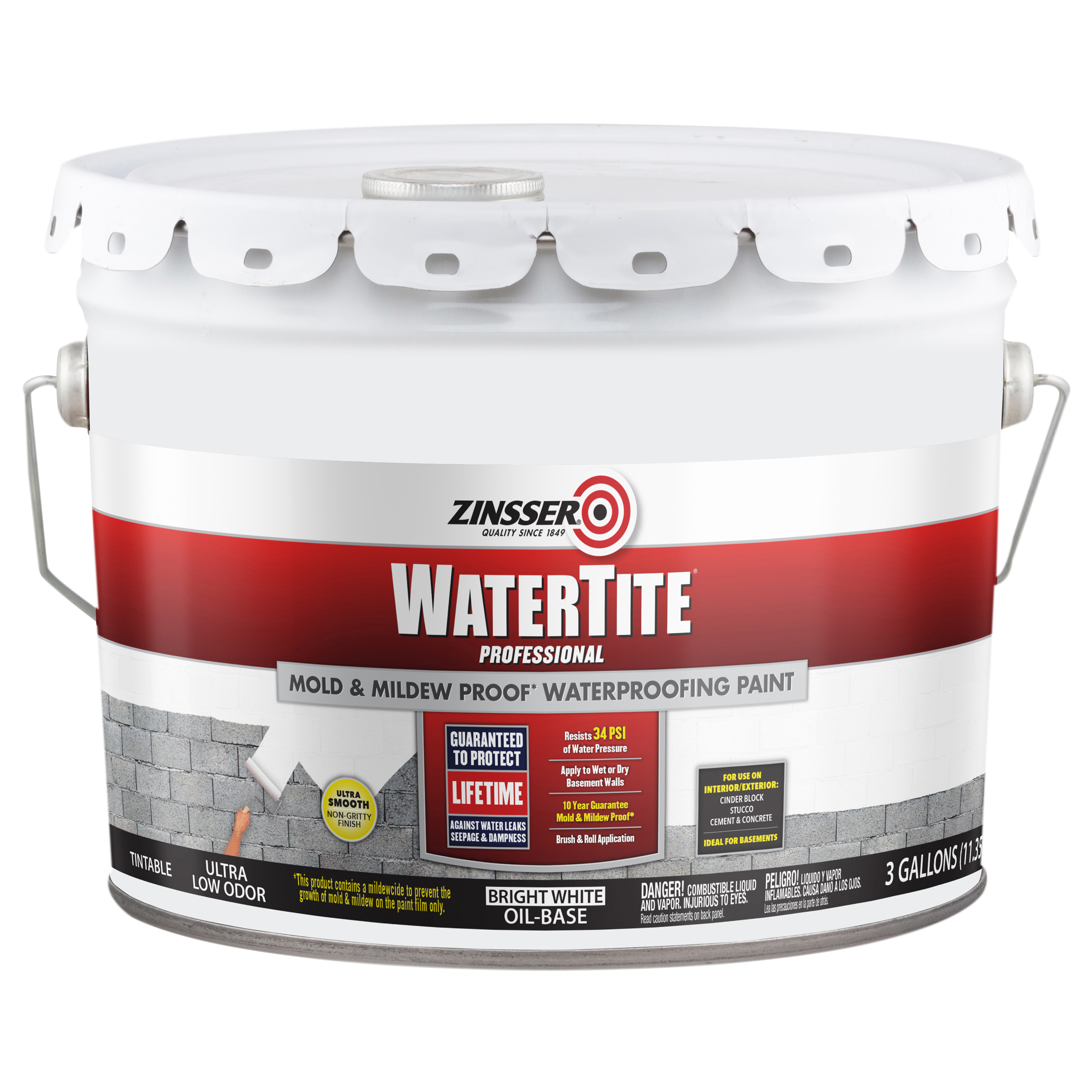 Bright White, Zinsser WaterTite Professional Matte Mold and Mildew ...