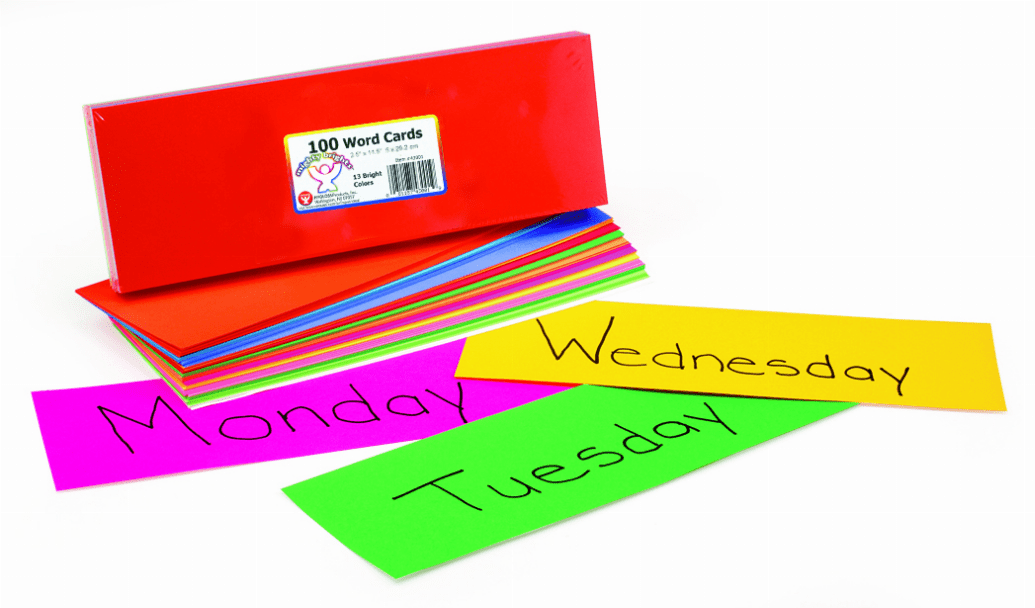 Bright Word Cards - 2.5inx11.5in 8 Each of 12 Colors + 4 White per 5 ...