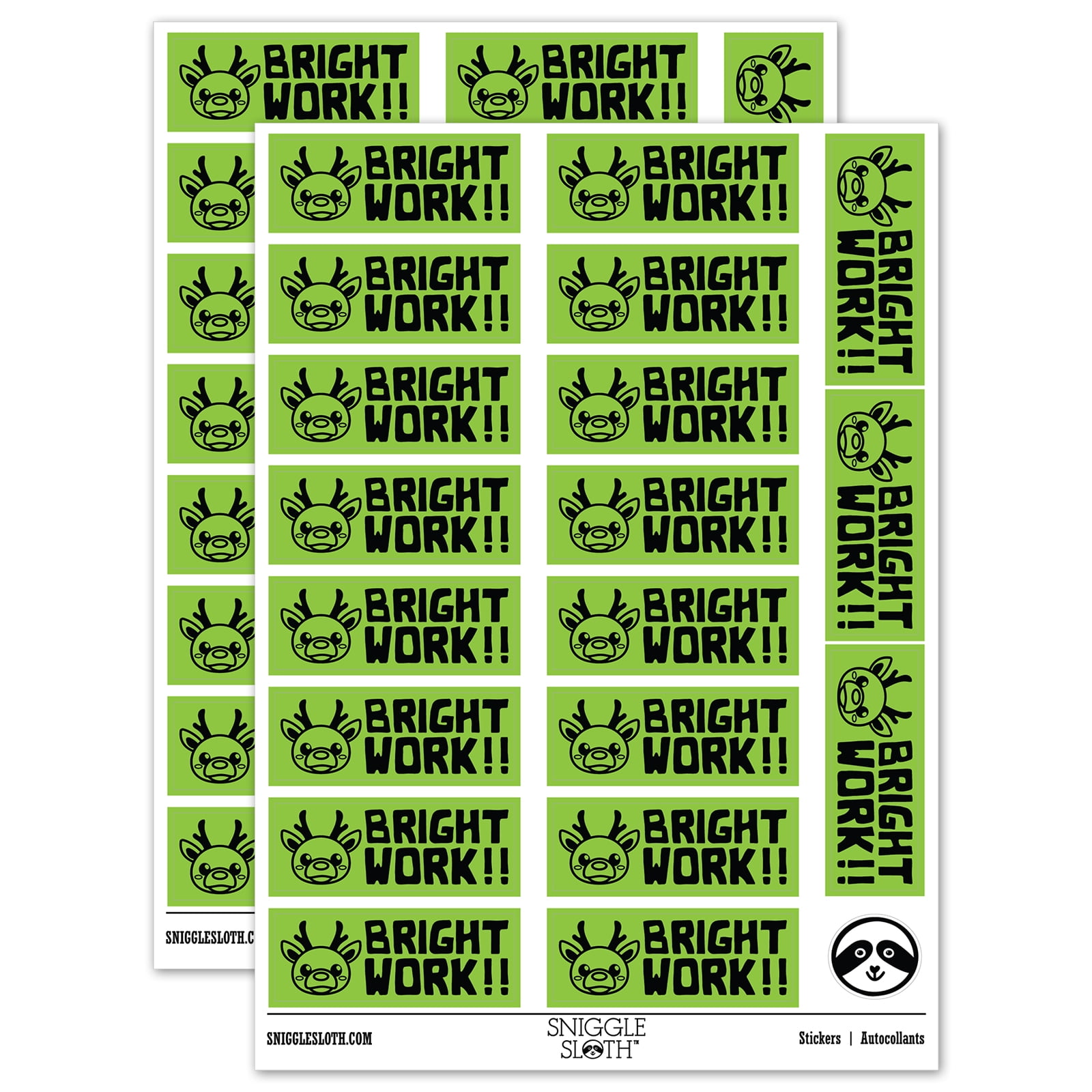 Bright Work Christmas Reindeer Teacher Student School Sticker Set ...