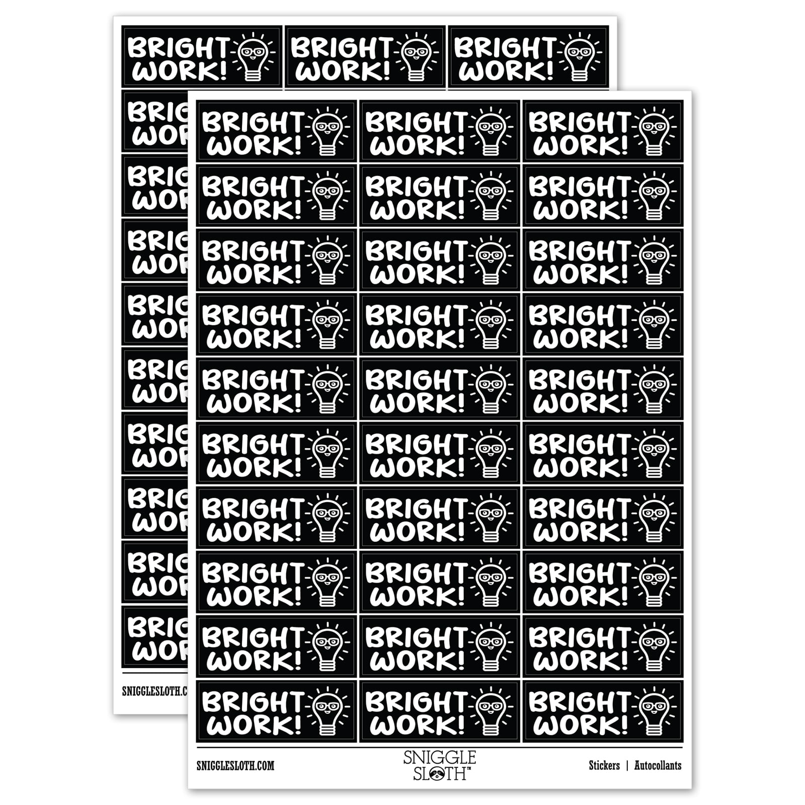 Bright Work Light Bulb Teacher Student School Sticker Set - Black ...