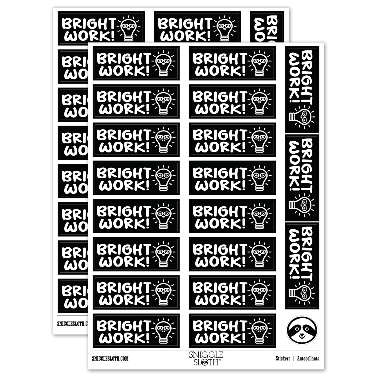 Bright Work Light Bulb Teacher Student School Sticker Set - Black ...