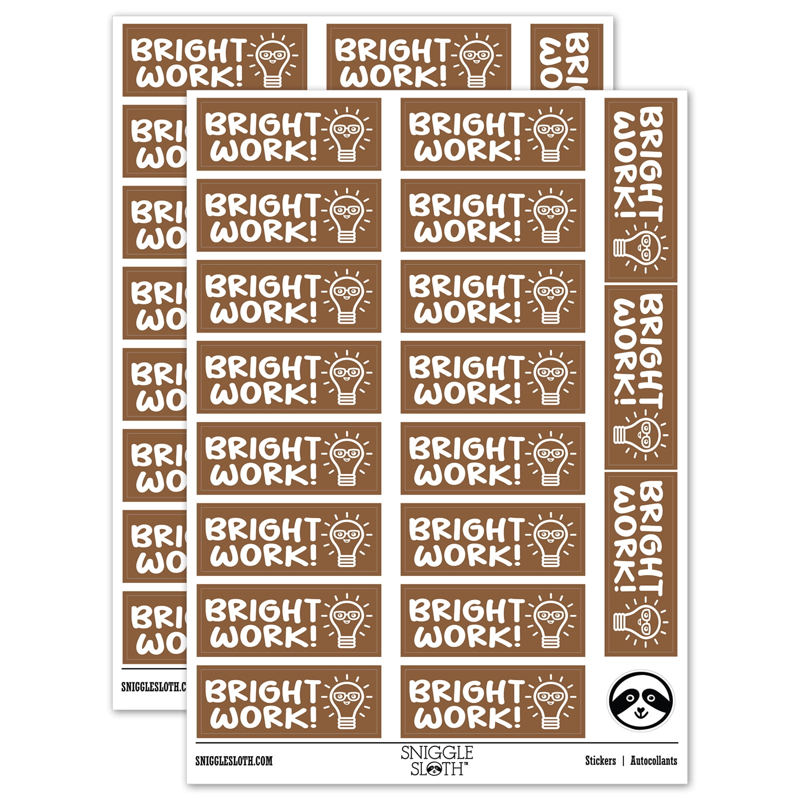 Bright Work Light Bulb Teacher Student School Sticker Set - Brown ...