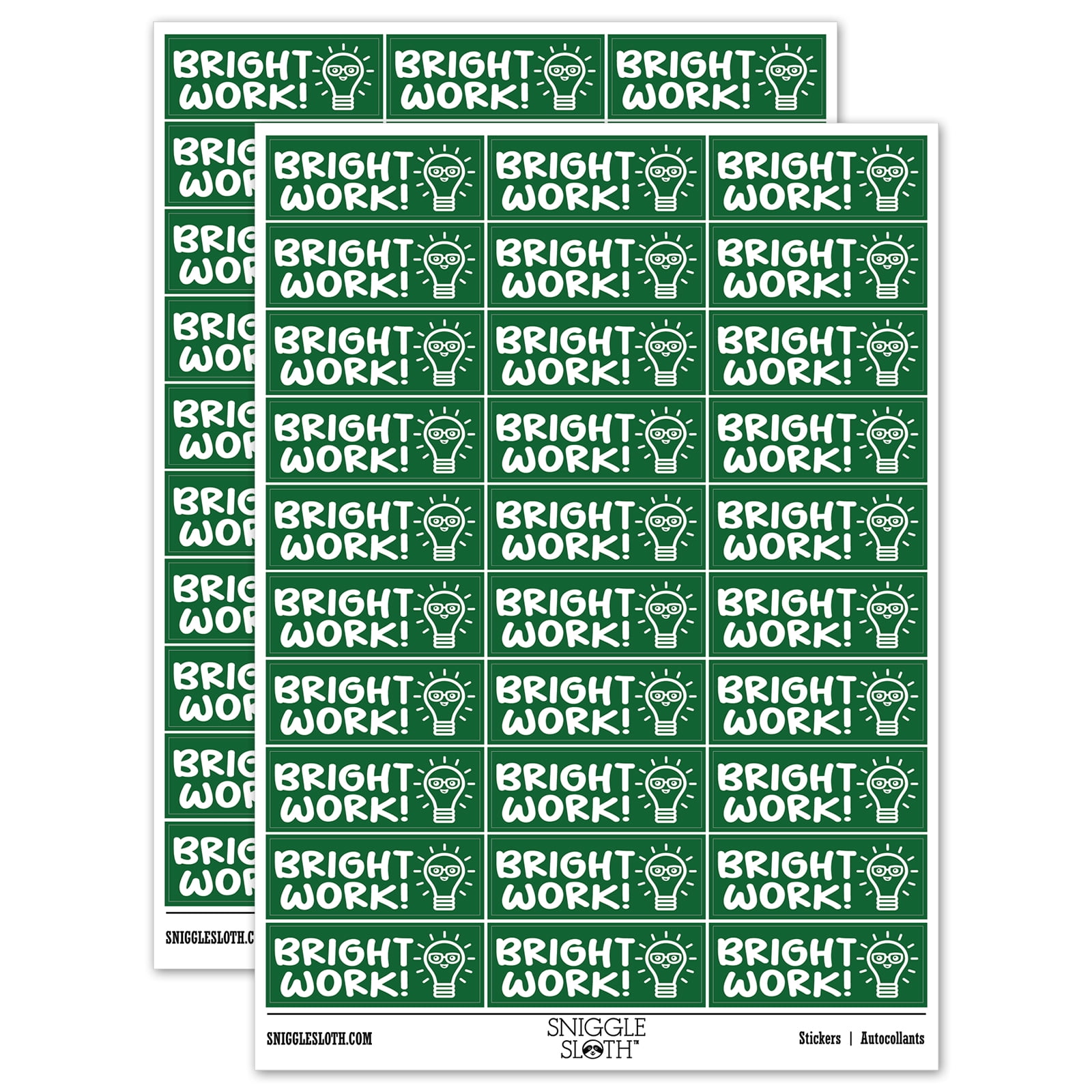 Bright Work Light Bulb Teacher Student School Sticker Set - Dark Green ...