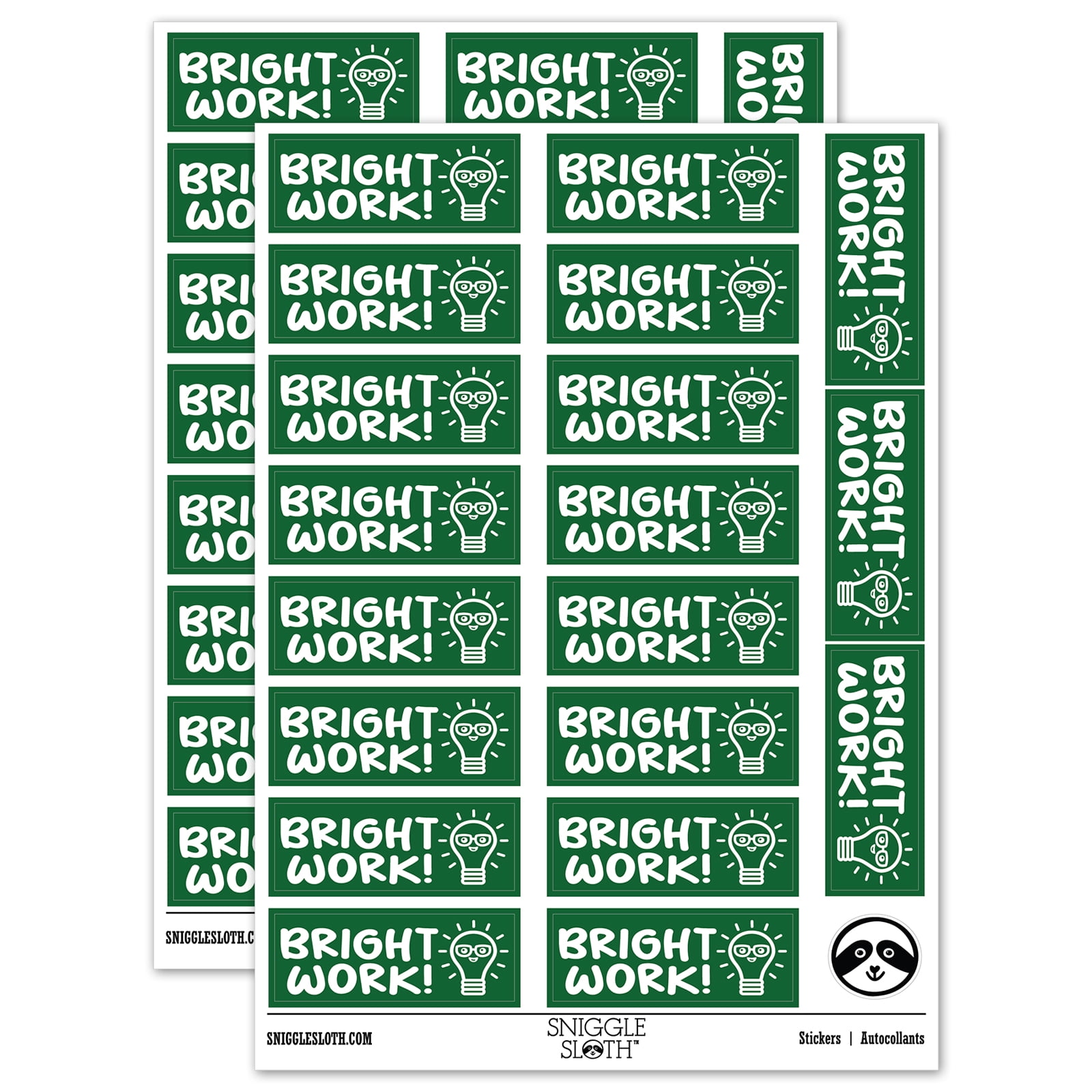 Bright Work Light Bulb Teacher Student School Sticker Set - Dark Green ...