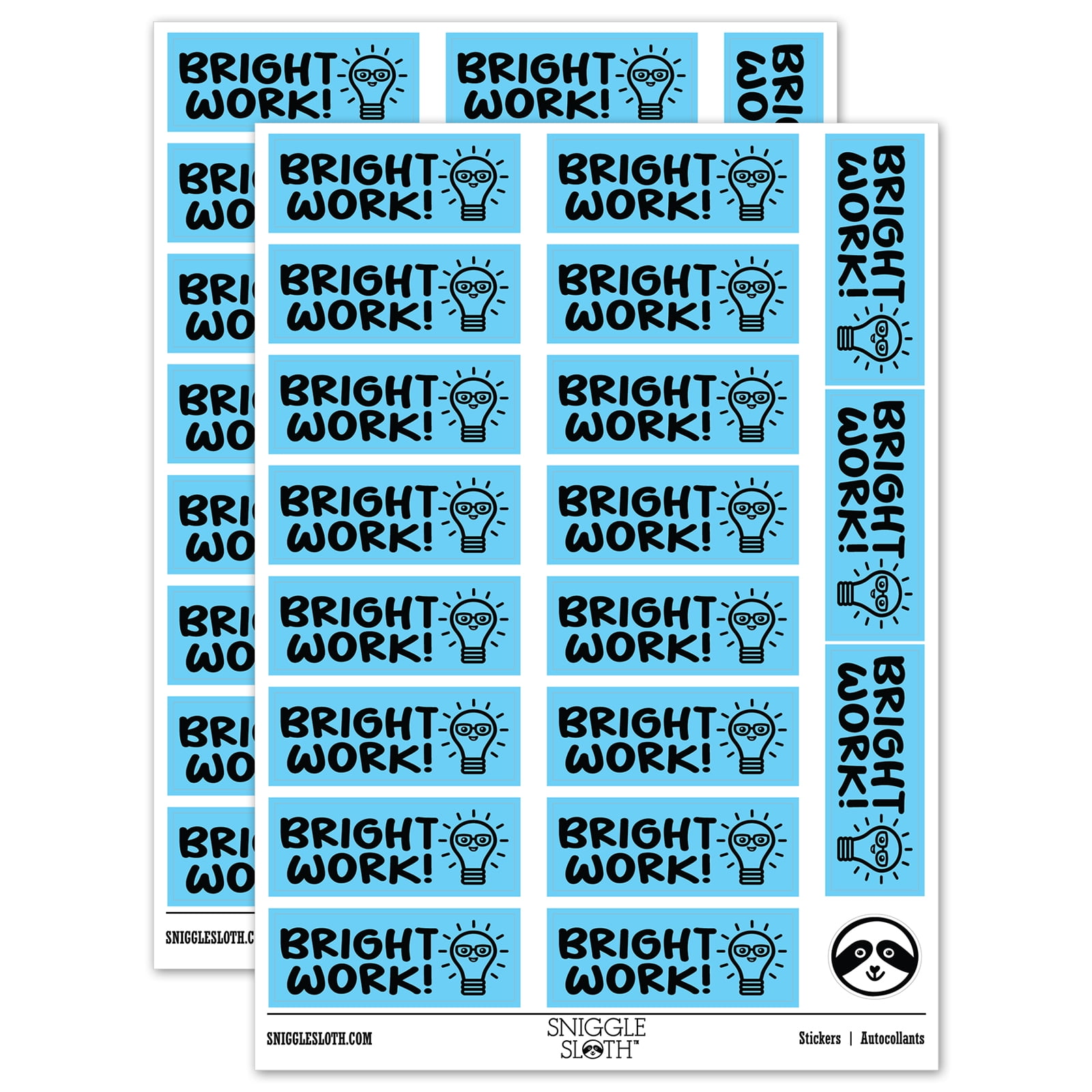 Bright Work Light Bulb Teacher Student School Sticker Set - Light Blue ...