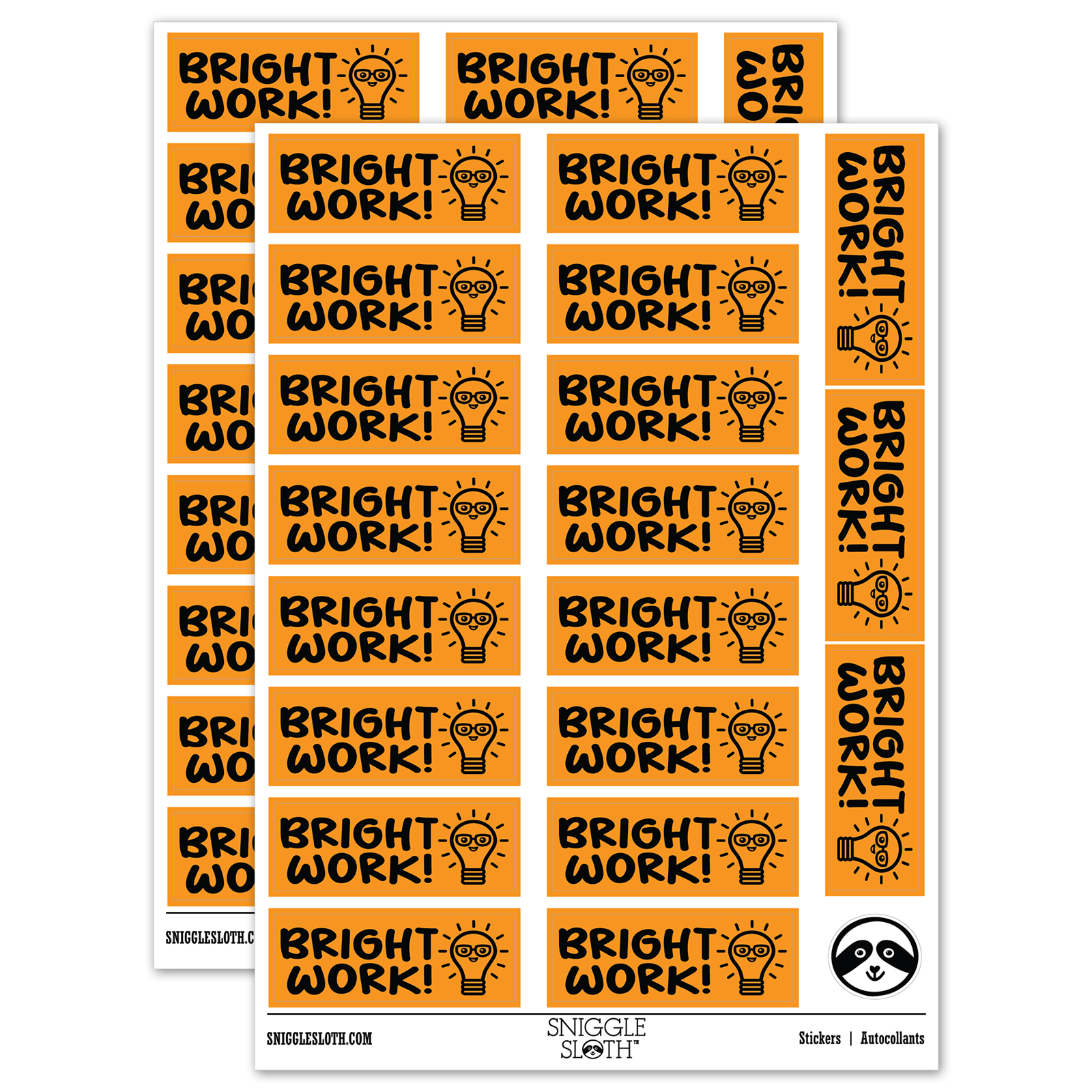Bright Work Light Bulb Teacher Student School Sticker Set - Orange ...