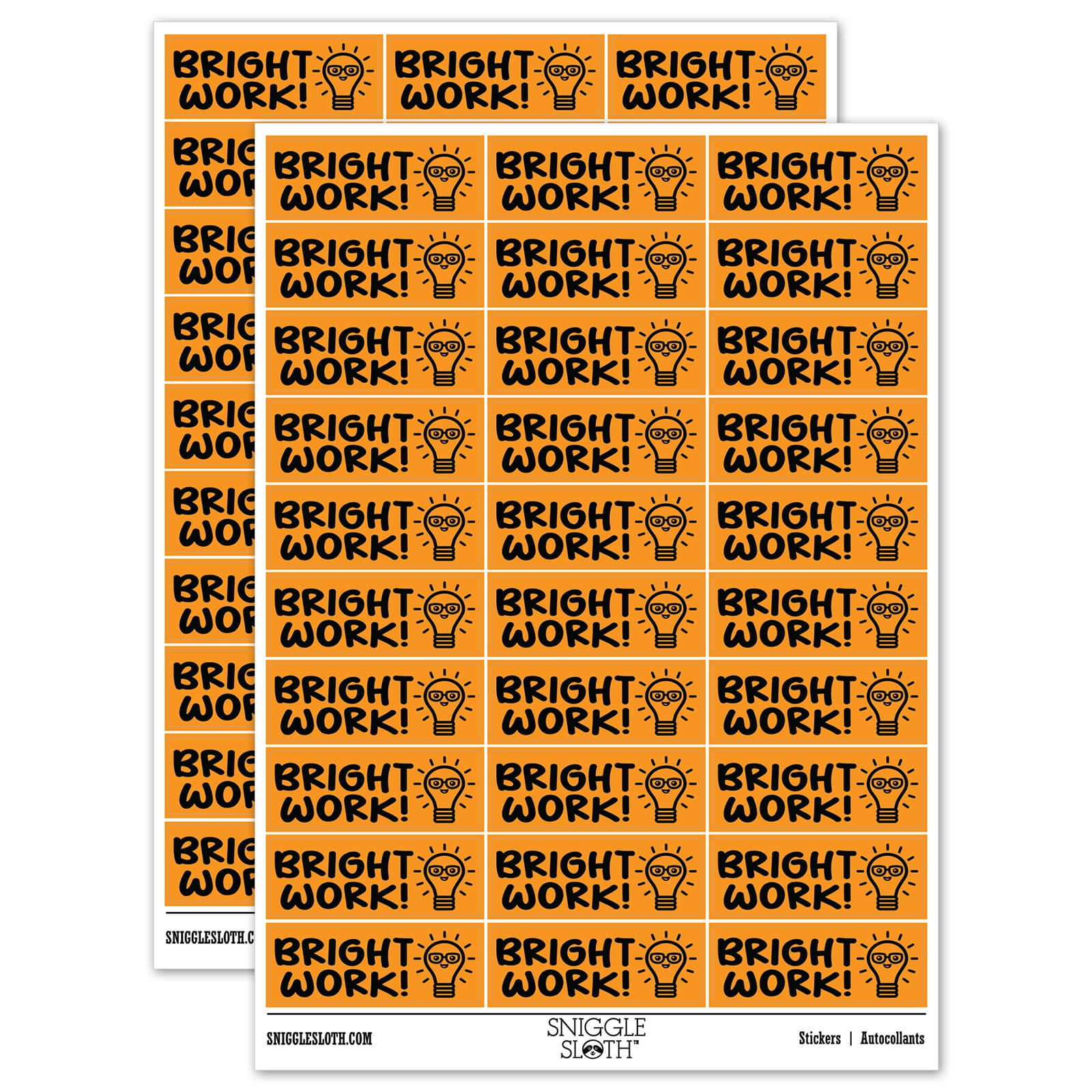 Bright Work Light Bulb Teacher Student School Sticker Set - Orange ...