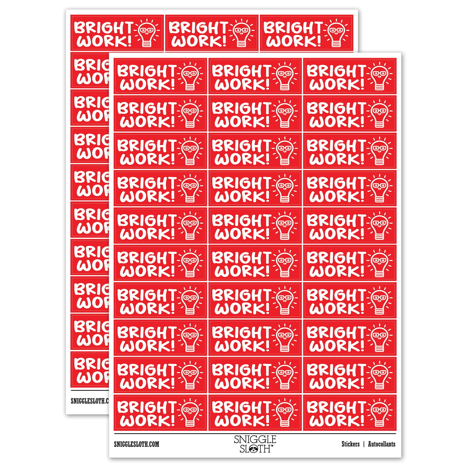 Bright Work Light Bulb Teacher Student School Sticker Set - Red - Gloss ...