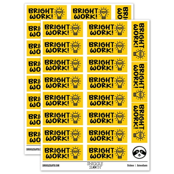 Bright Work Light Bulb Teacher Student School Sticker Set - Yellow ...