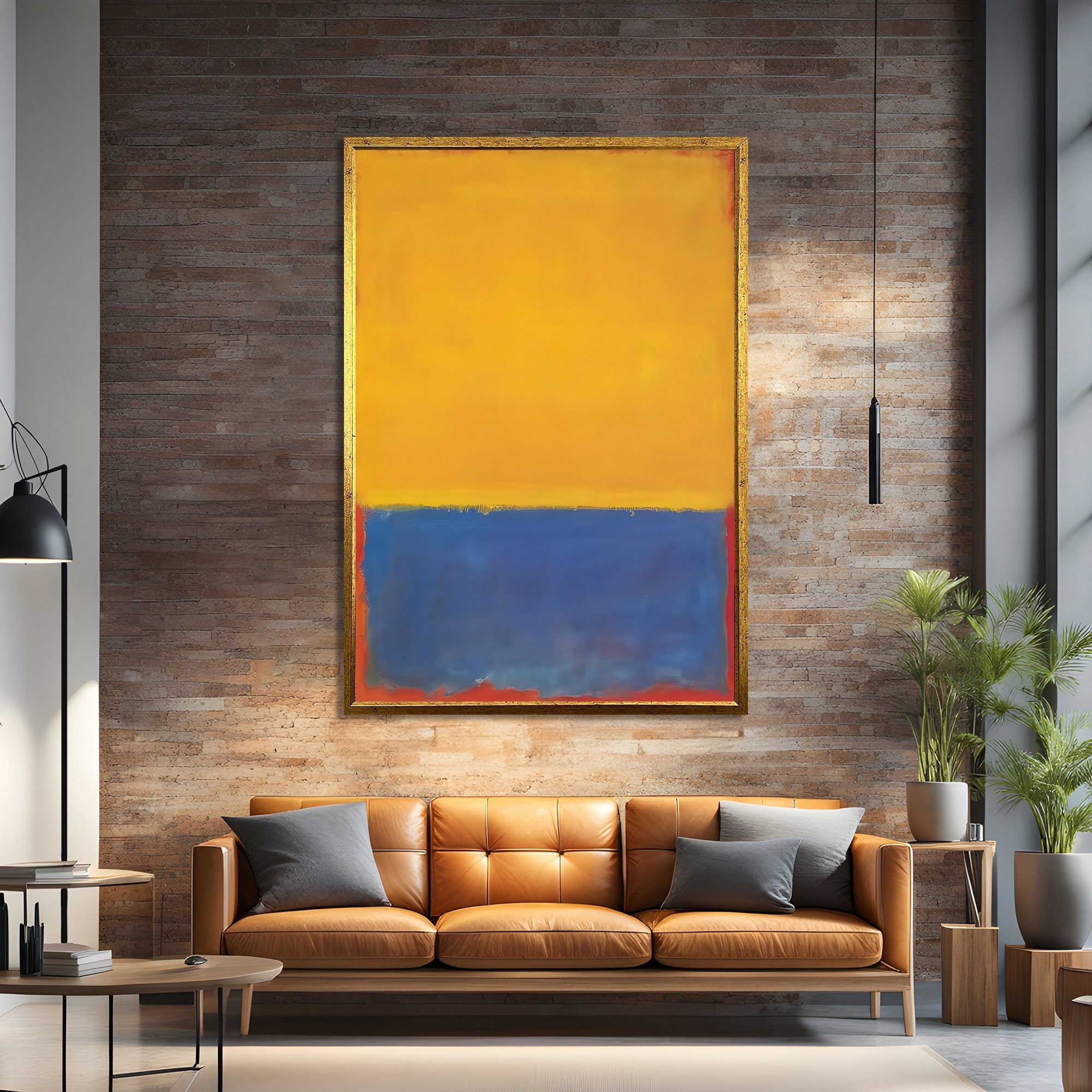 Bright Yellow And Blue Mark Rothko Style Abstract Wall Art For Lively ...