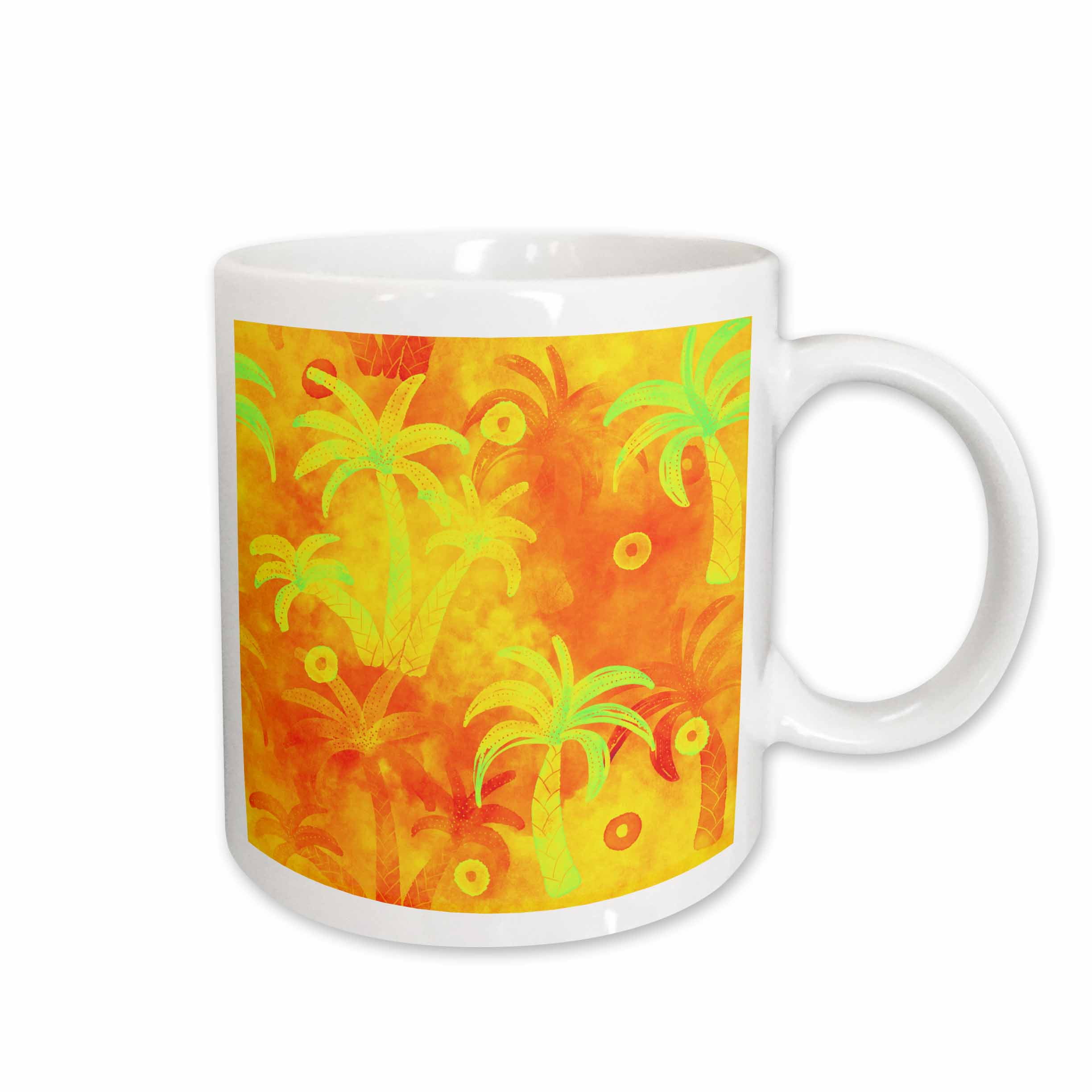 3drose, Bright Yellow and Orange Image of Batik Tropical Palm Tree ...