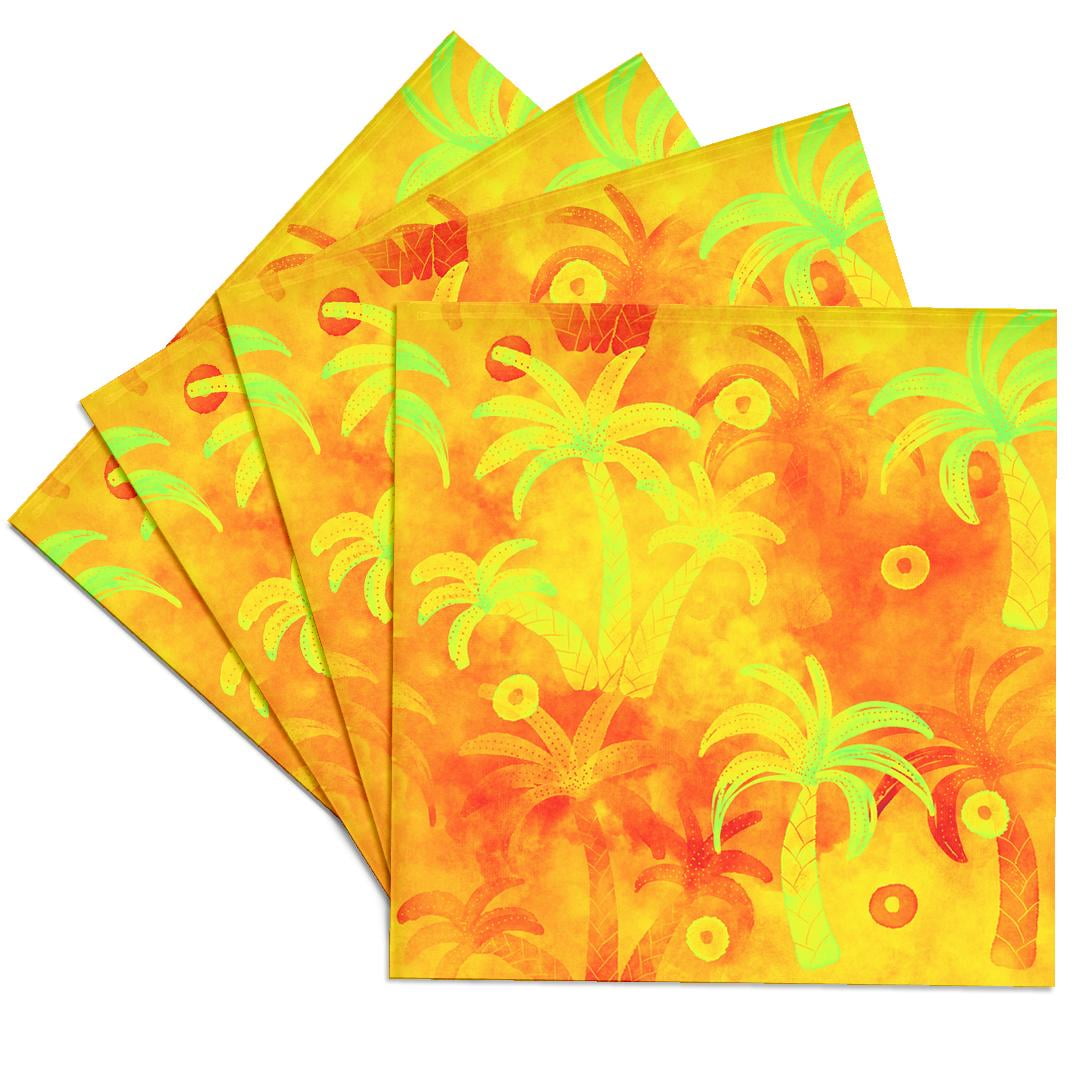 3drose, Bright Yellow and Orange Image of Batik Tropical Palm Tree ...