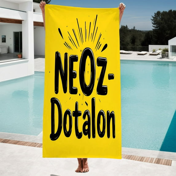 Bright Yellow Beach Towel with Bold Black ' Z - DOTALON ' Design ...