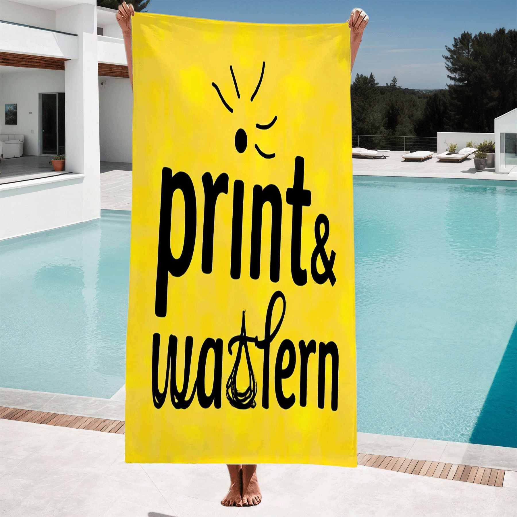 Bright Yellow Beach Towel with Playful Sun Design - Perfect for Pool ...