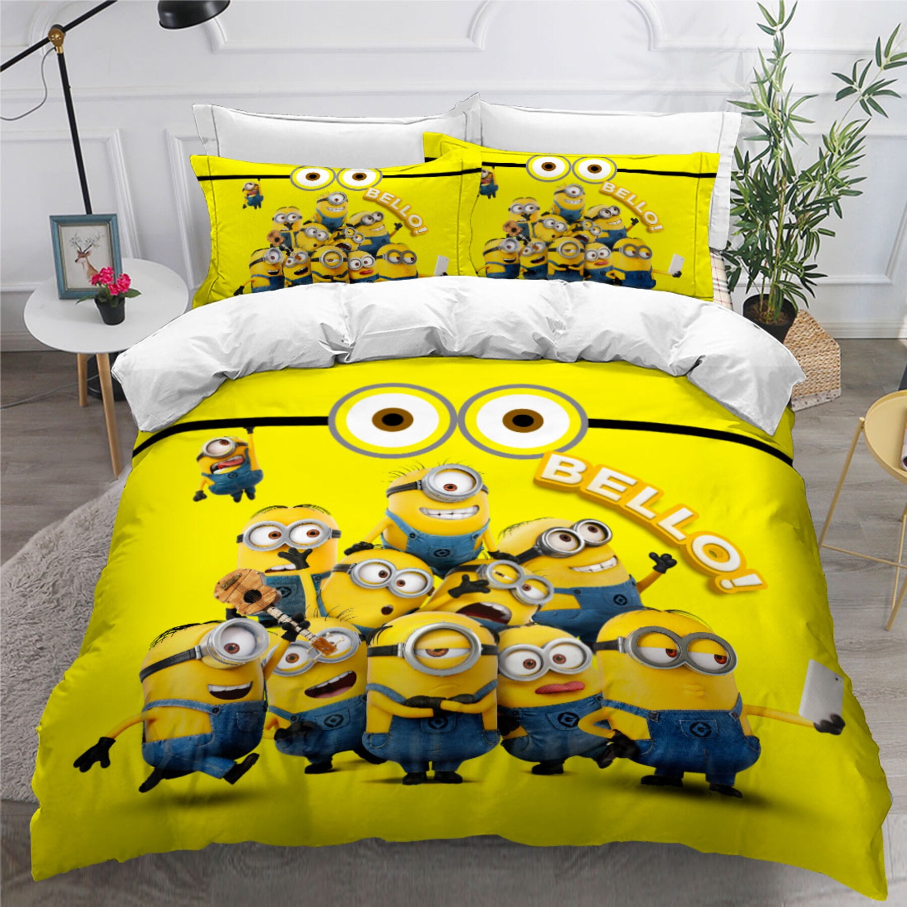 Bright Yellow Bedding Set Fun & Playful Design with "BELLO" - Walmart.com