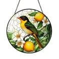 Bright Yellow Bird and Lemon Scene Stained Glass Style Round Window ...