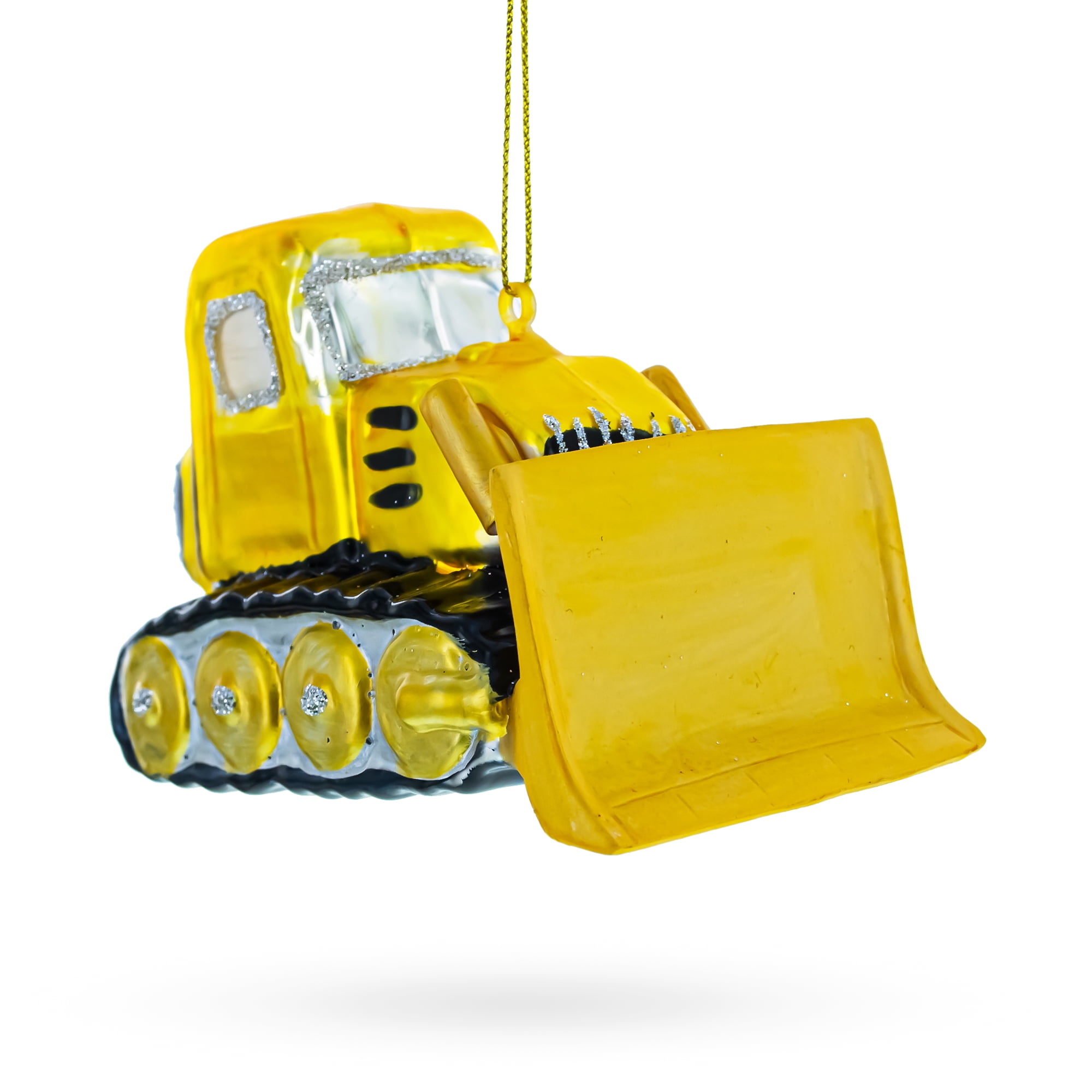 Bright Yellow Bulldozer - Blown Glass Christmas Ornament - Walmart.com