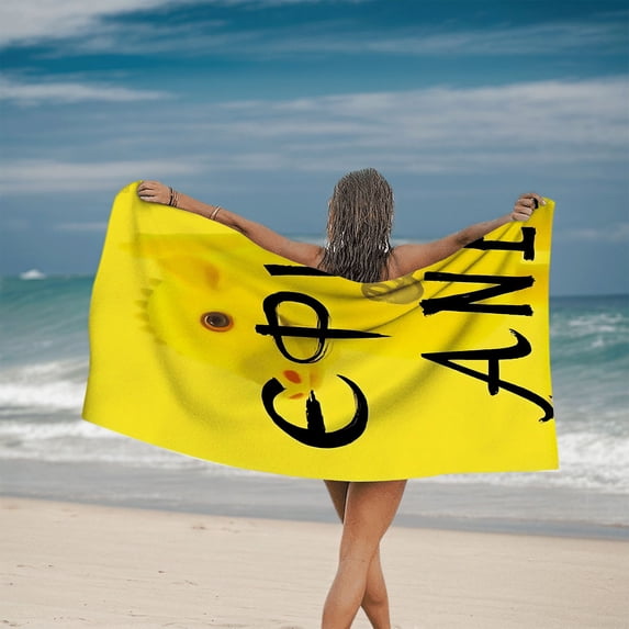 Bright Yellow Cartoon Bird Beach Towel - Fun Design Perfect for Pool ...