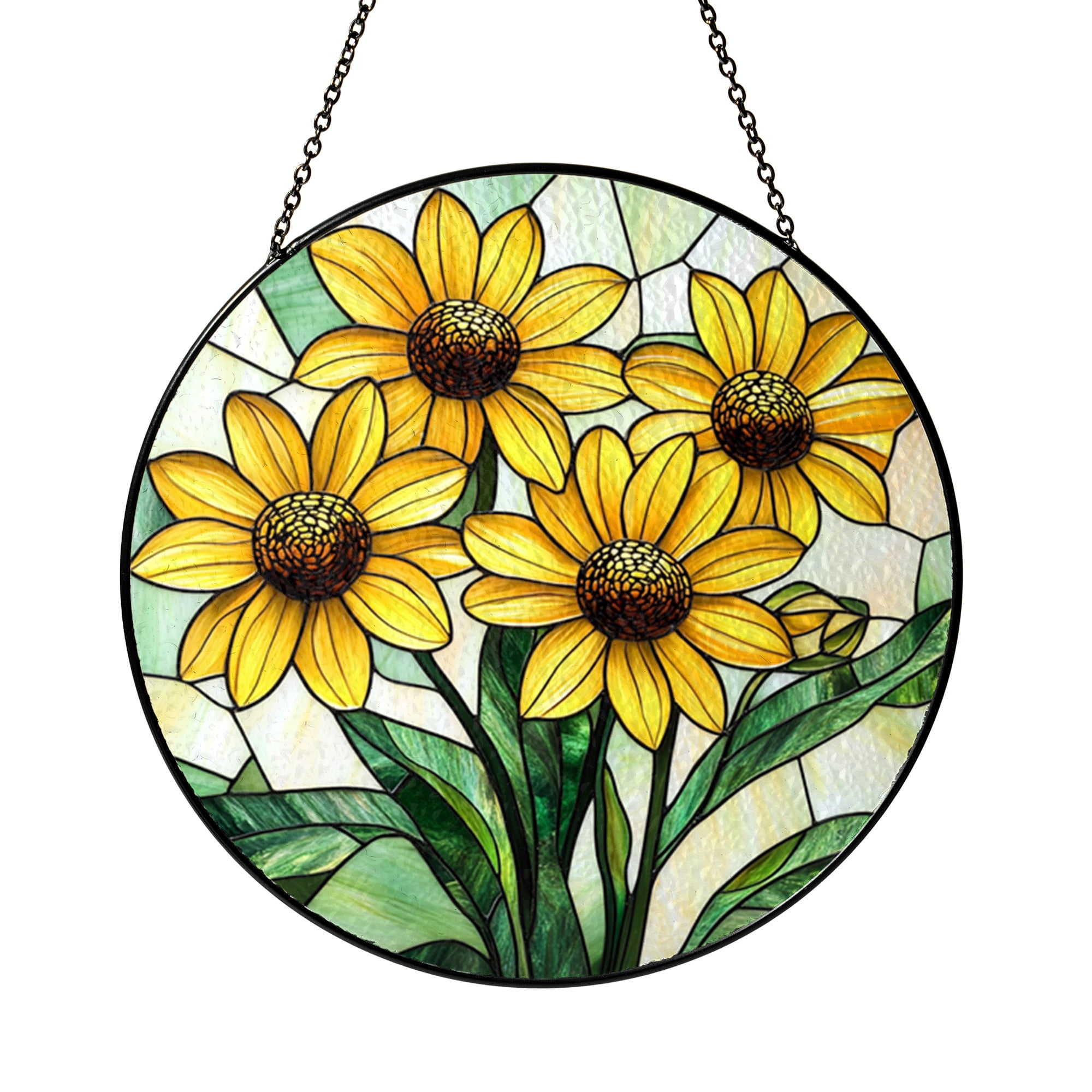 Bright Yellow Daisy Glass Suncatcher Window Decor Floral Theme ...