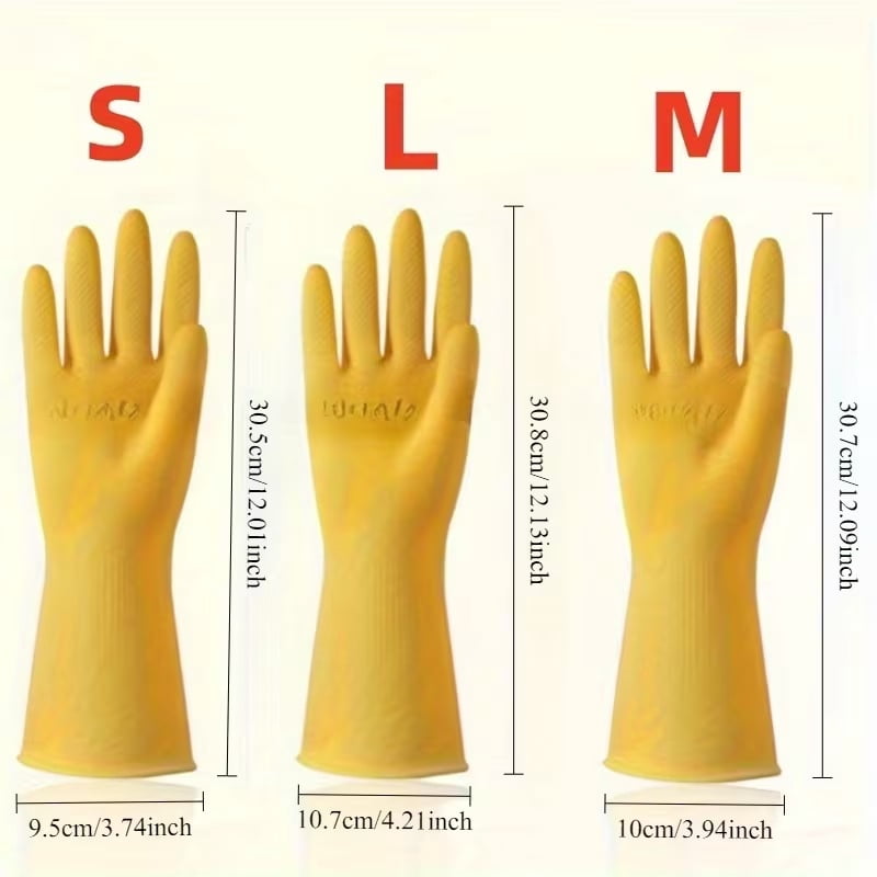 Bright Yellow Dishwashing Gloves 4-Pack - Waterproof Non-Slip Kitchen ...