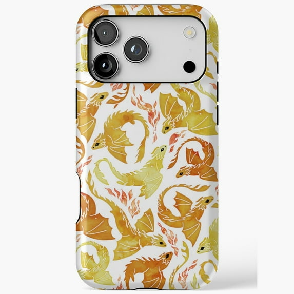 Bright Yellow Dragon Fire Pattern Phone Cover for iPhone 11 12 13 14 15 ...