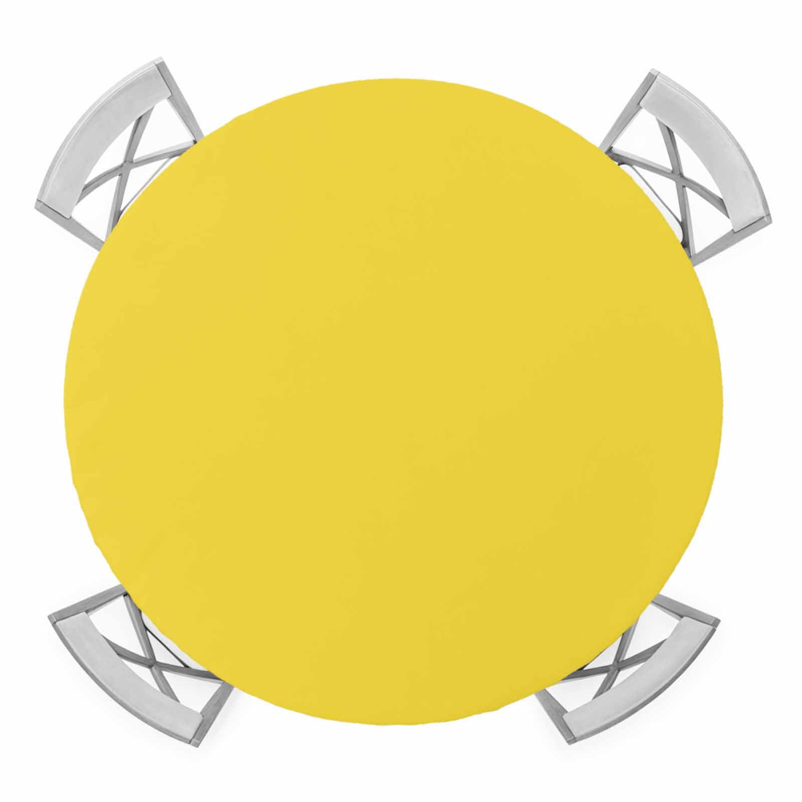 Bright Yellow Elastic Fitted Round Table Cover Solid Color Waterproof ...