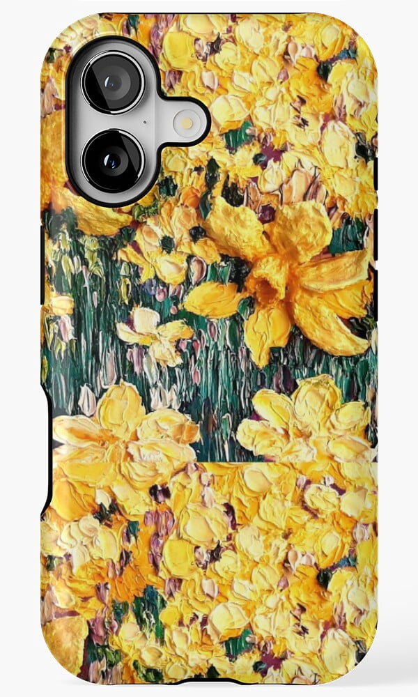 Bright Yellow Flowers Daffodils Oil Art Phone Case for iPhone 11 12 13 ...