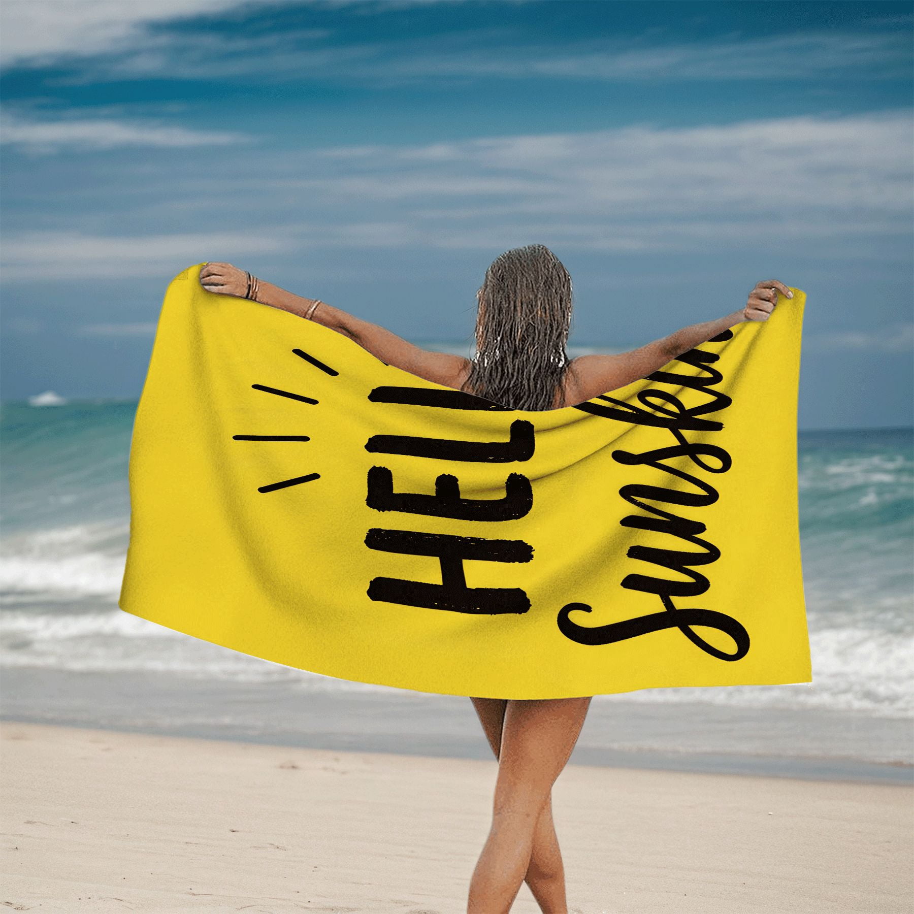 Bright Yellow ' HELLD Sunshine ' Bath Towel - Cheerful Design Perfect ...