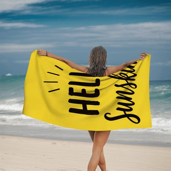 Bright Yellow ' HELLD Sunshine ' Bath Towel - Cheerful Design Perfect ...