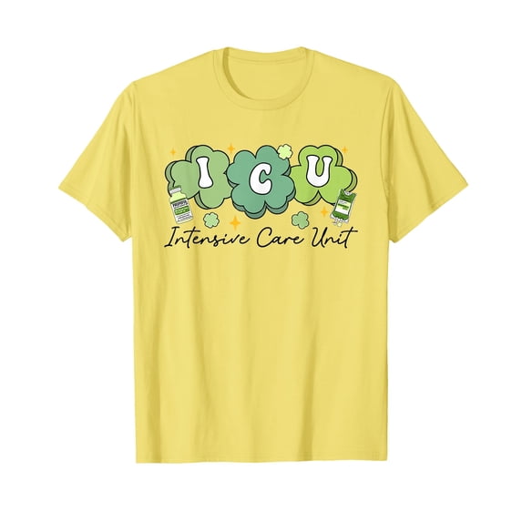 Bright Yellow ICU Nurse St Patrick's Day Shamrocks Lucky ICU Team Irish ...