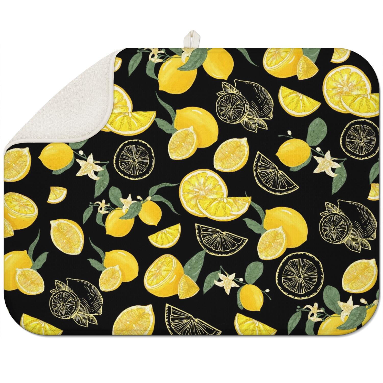Bright Yellow Lemon Lover Drying Mat Multipurpose Microfiber Absorbent ...
