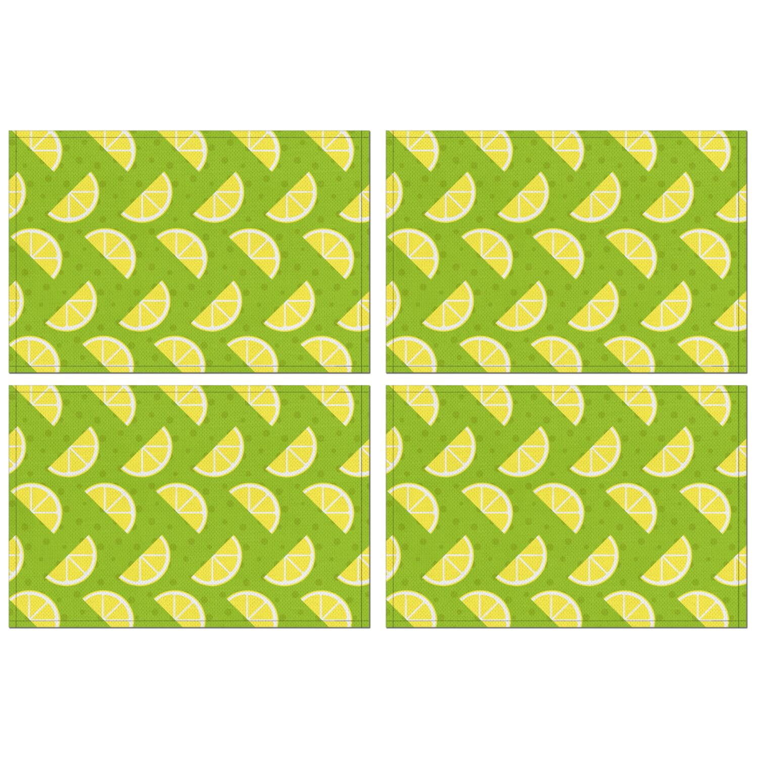 Bright Yellow Lemon Table Placemats, Flax Linen Heat Resistant and ...