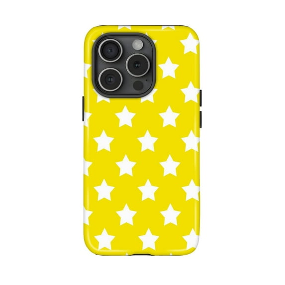 Bright Yellow White Stars Whimsical Phone Case with Cute Slim Design ...