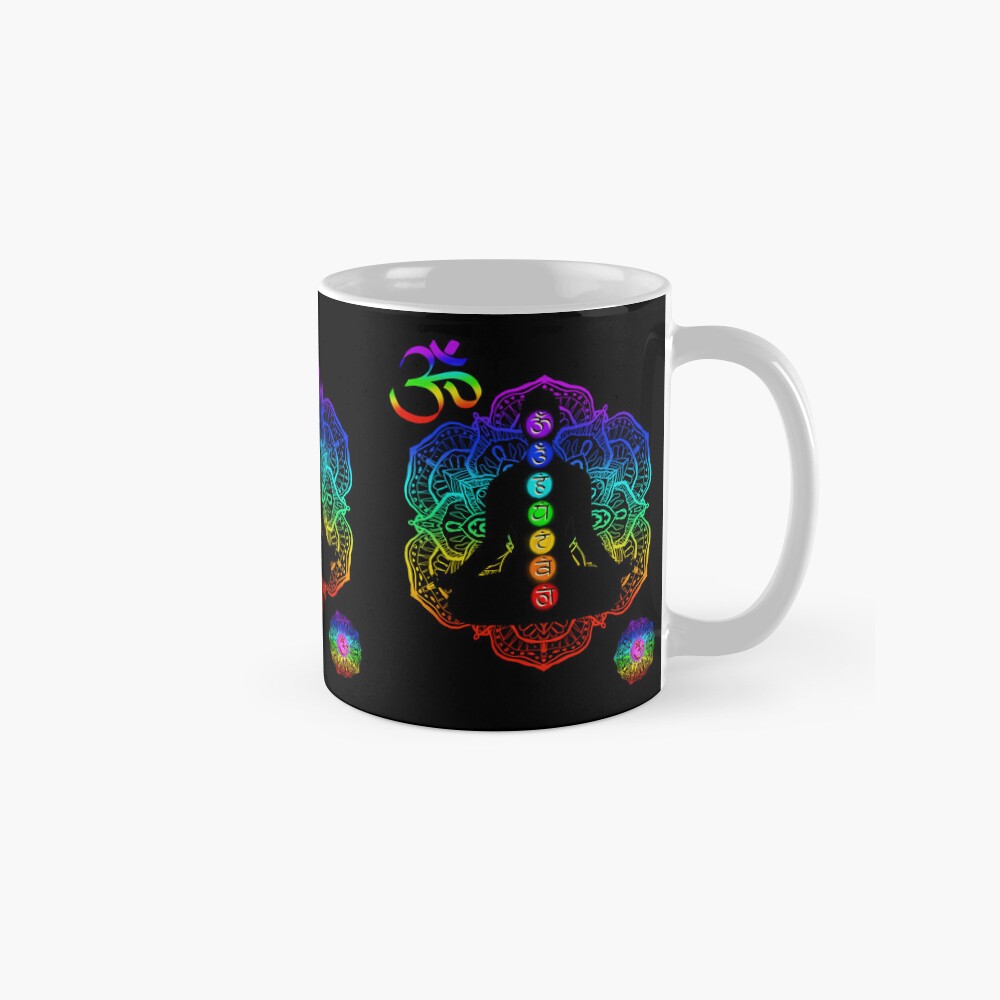Bright Yoga Rainbow Pose With Symbols Colorul Design Classic Mug ...