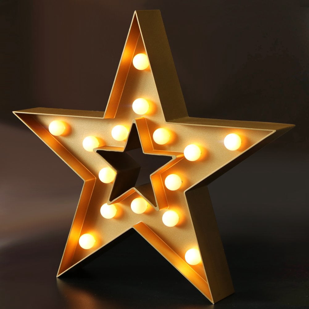 Bright Zeal 13" Large LED Star ATT1Marquee Sign (Gold, 6hr Timer ...