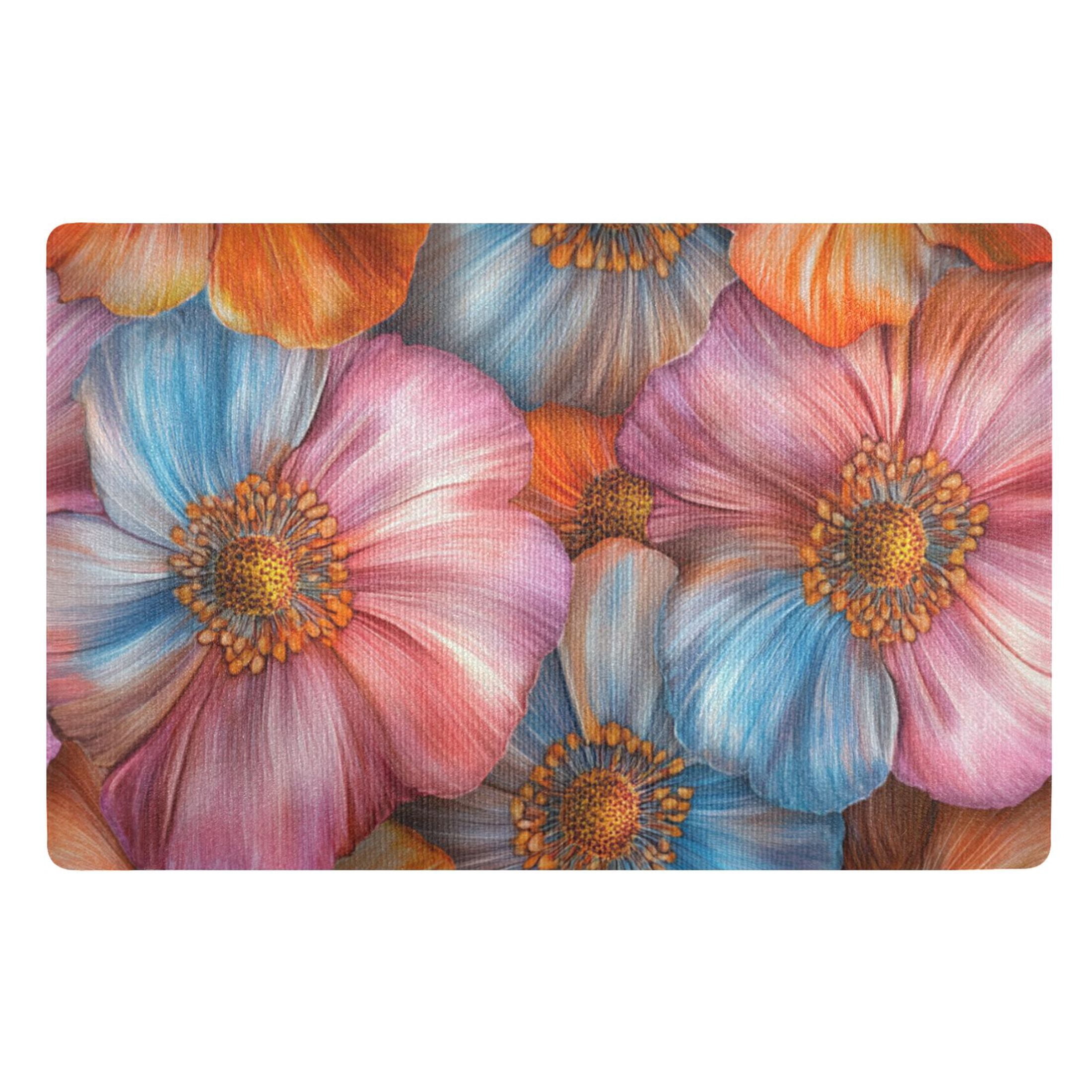 Bright and Bold Flowers Floor Door Mat Outdoor Indoor for Home Entrance ...