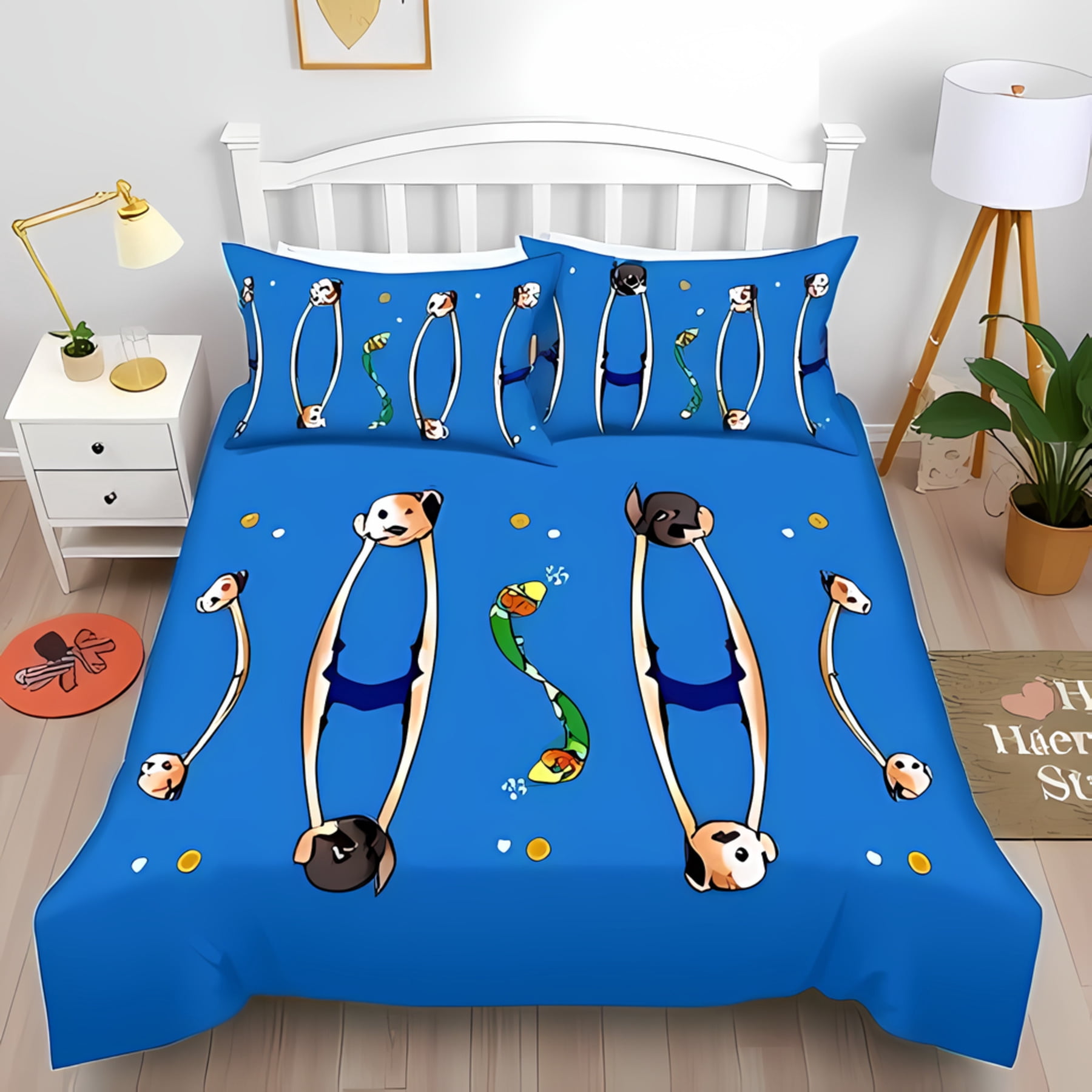 Bright and Cheerful 3-Piece Duvet Cover Set with Cartoon Characters ...