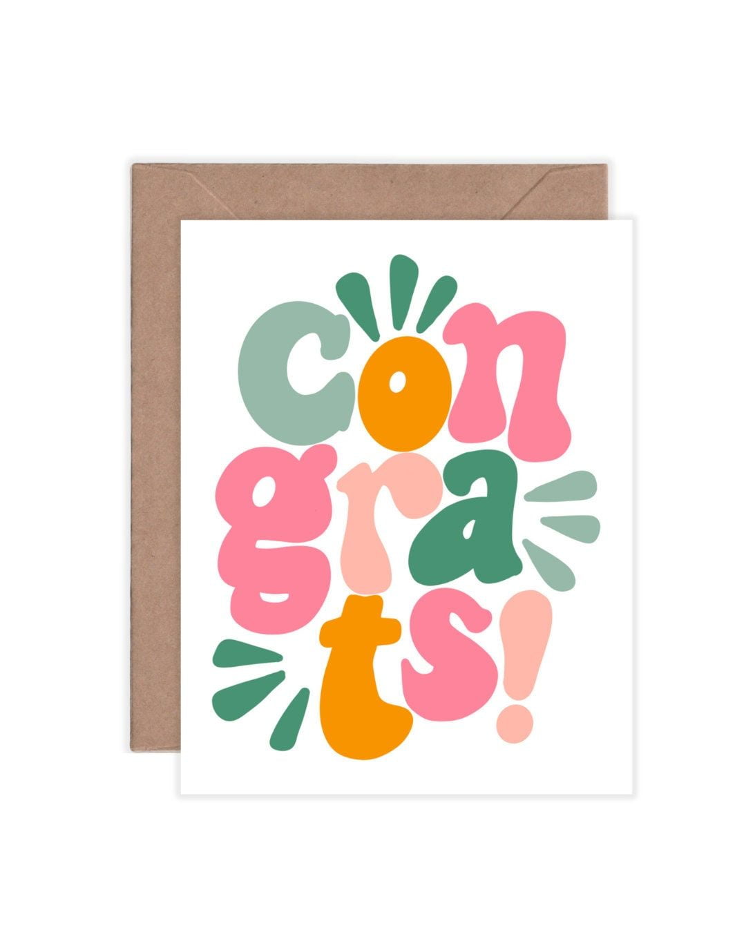 Bright and Cheerful Congrats Card – Fun Typography Design with Envelope ...