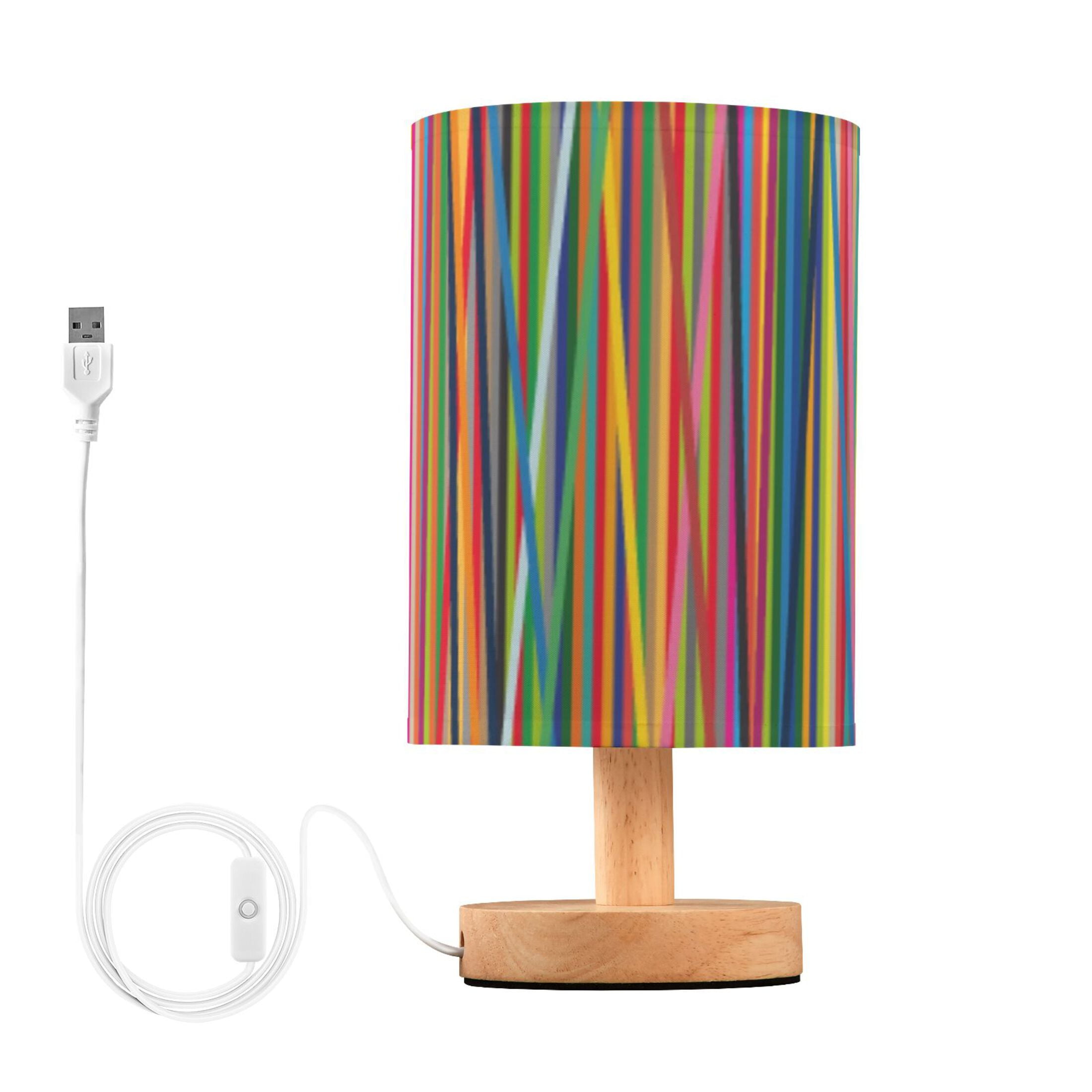 Bright and Rainbow Color Stripes Bedside Table Lamp LED Warm Lights ...
