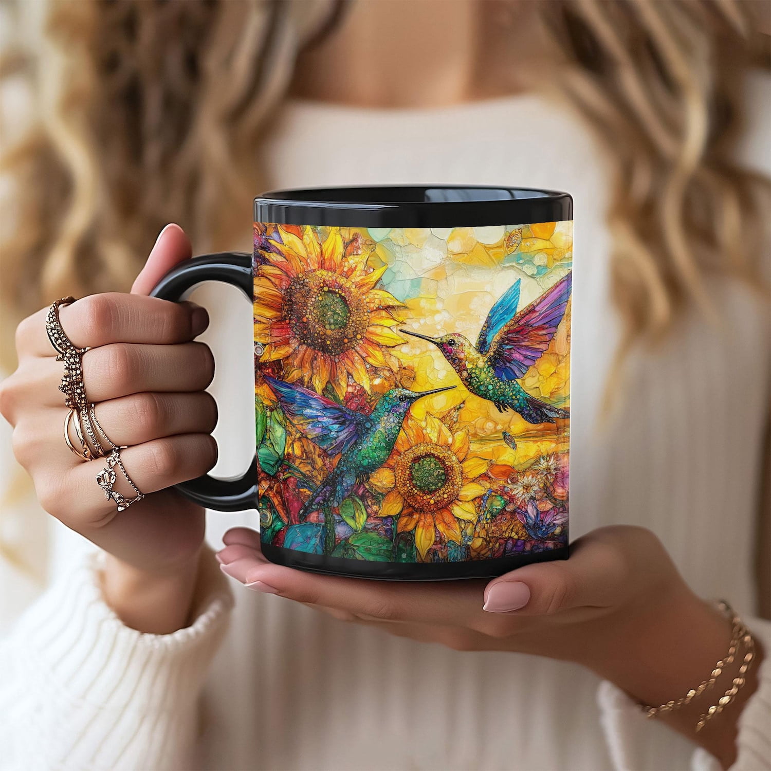 Bright and colorful hummingbirds surrounded by Flowers and Patterns ...