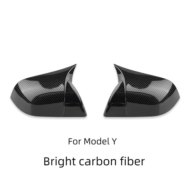 Bright carbon fiber-For Tesla Model Y 2019-2023 Rearview Mirror Cover ...