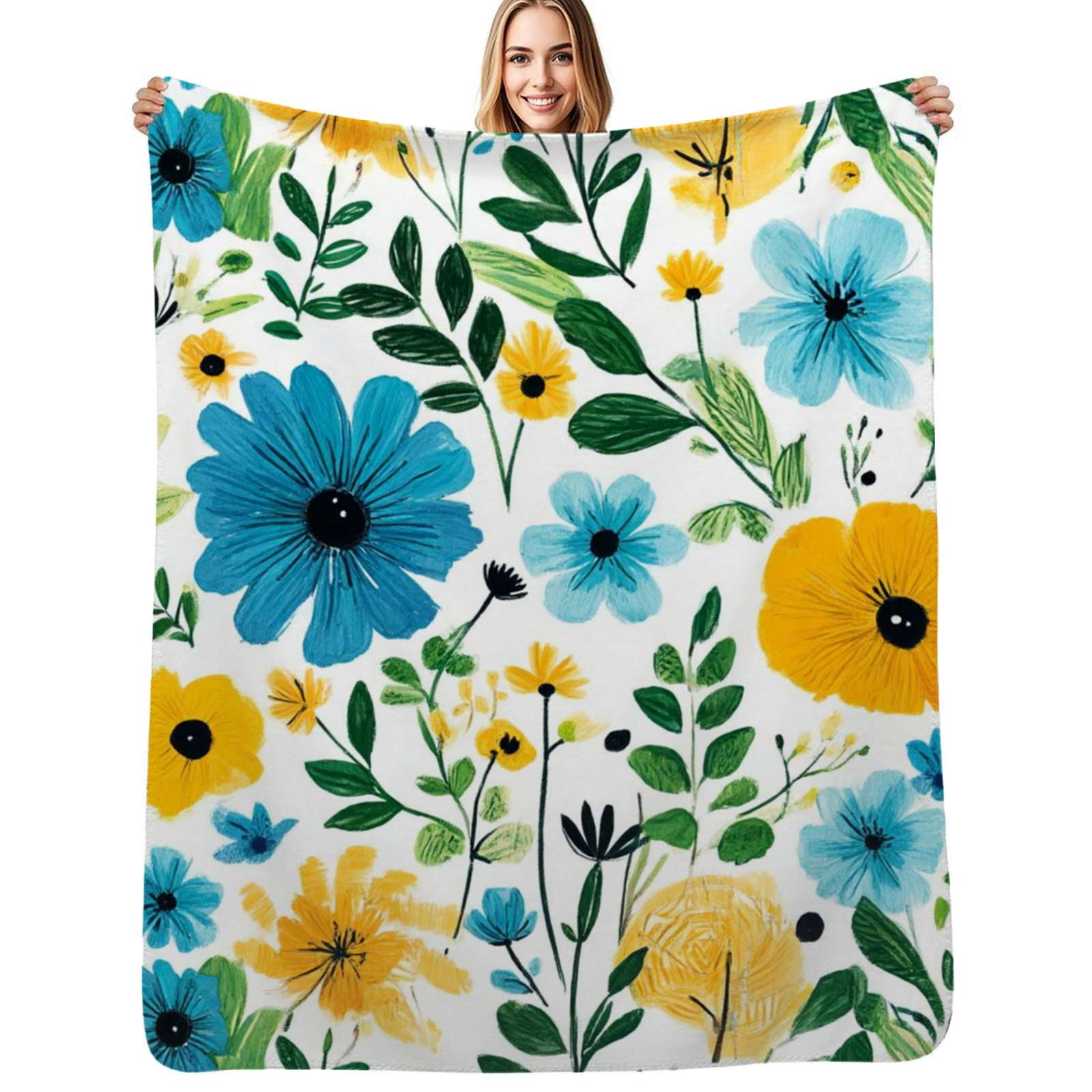 Bright floral summer pattern design Flannel Blankets Soft Warm Throw ...
