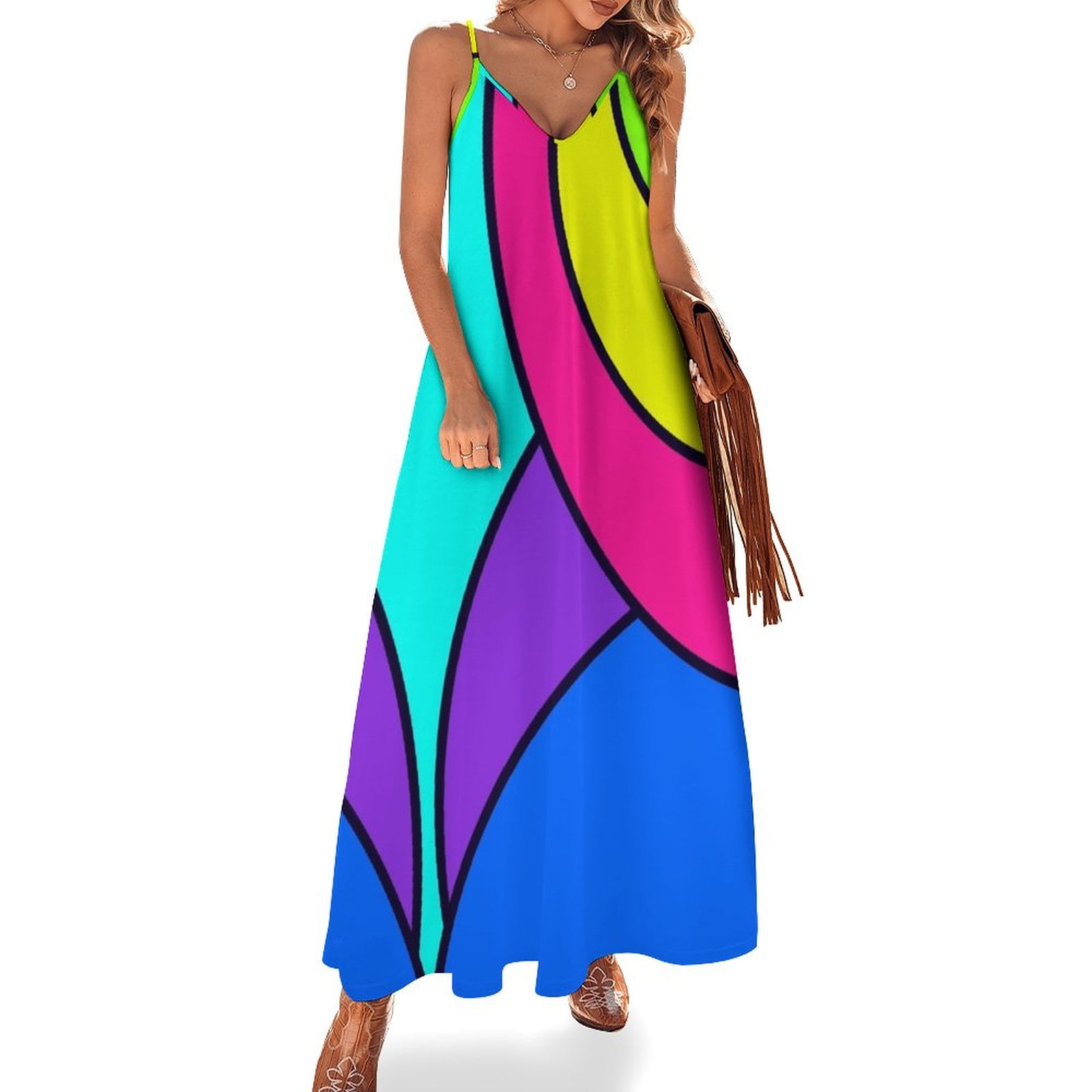 Bright geometric Sleeveless Dress Prom gown dresses for woman Dress for ...