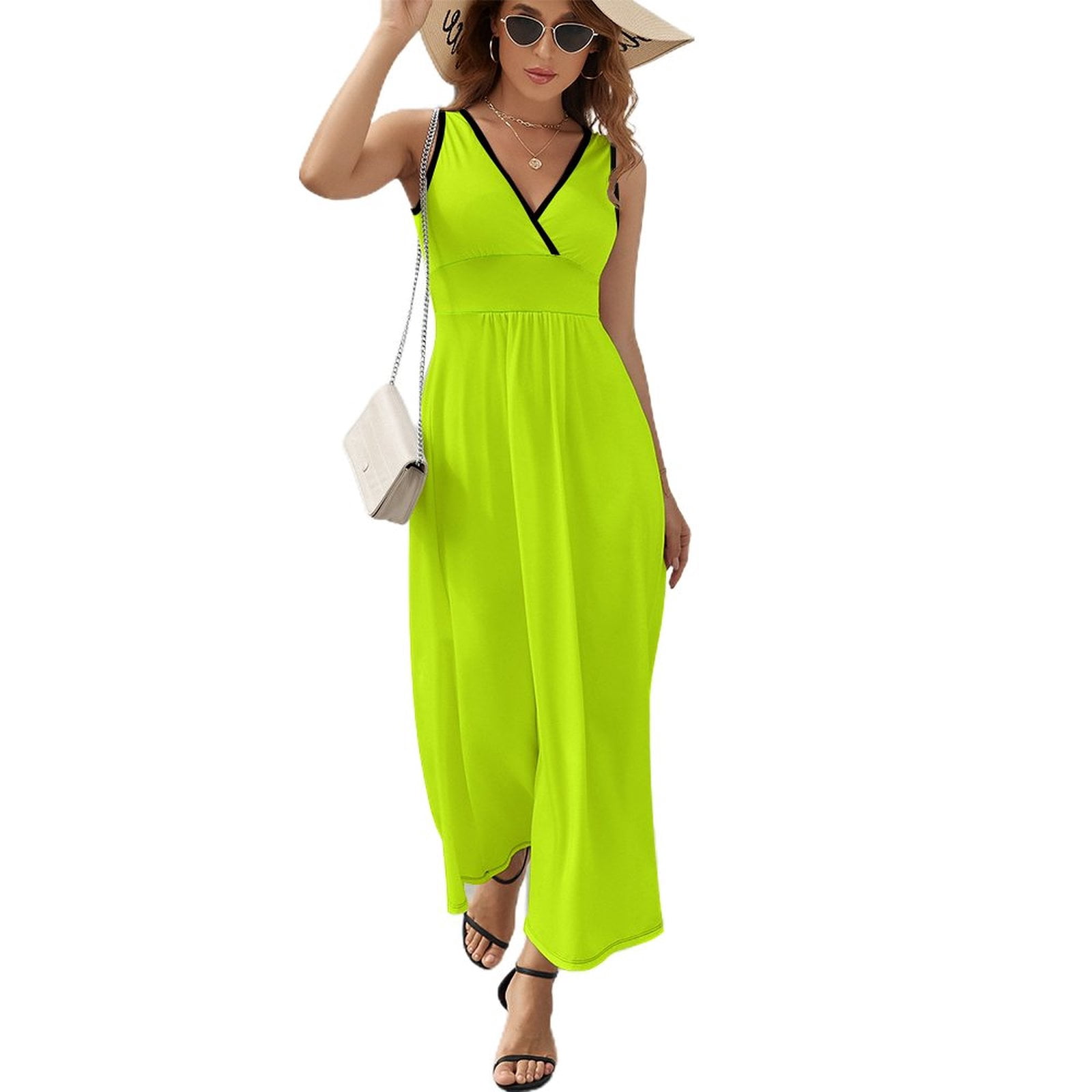 Bright green lime neon color Sleeveless Dress Long dress woman prom ...