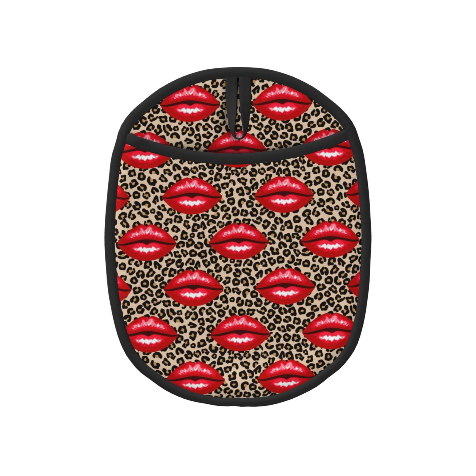 Bright red lips leopard Pot Holders for Kitchen - Heat Resistant Oven Mitts Hot Pads with Pocket ...