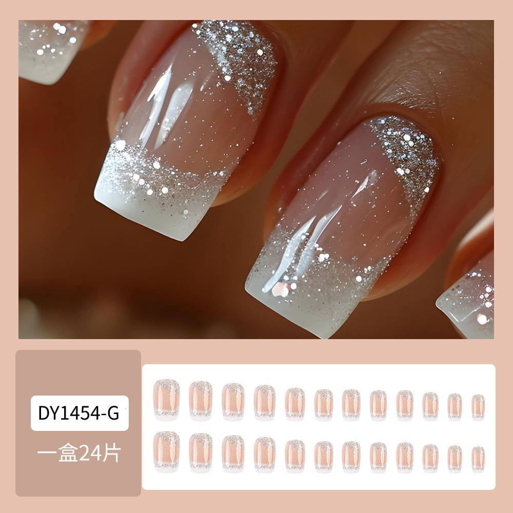 Bright star shining white edge French manicure tablets, glitter powder ...