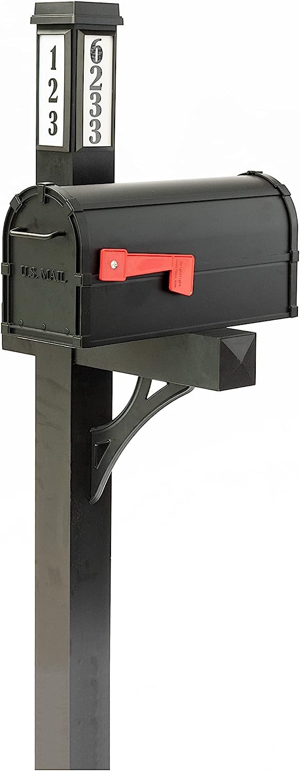 BrightLight Mailbox New Solar Powered Single Post 2 Door Mailbox with ...