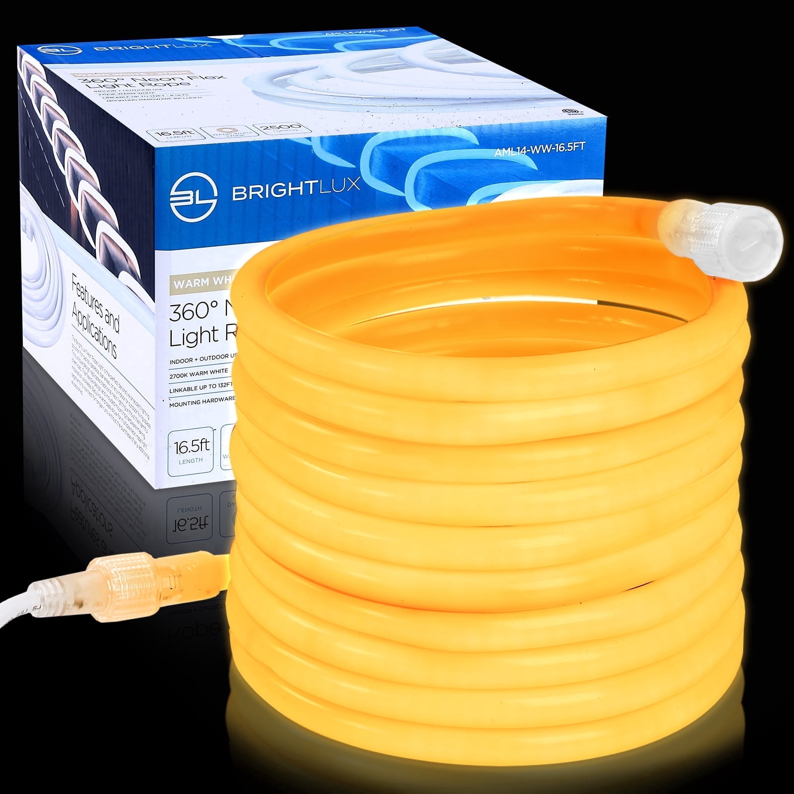 Brightlux 16.4 ft. Warm White 360° Neon Rope Light - Walmart.com